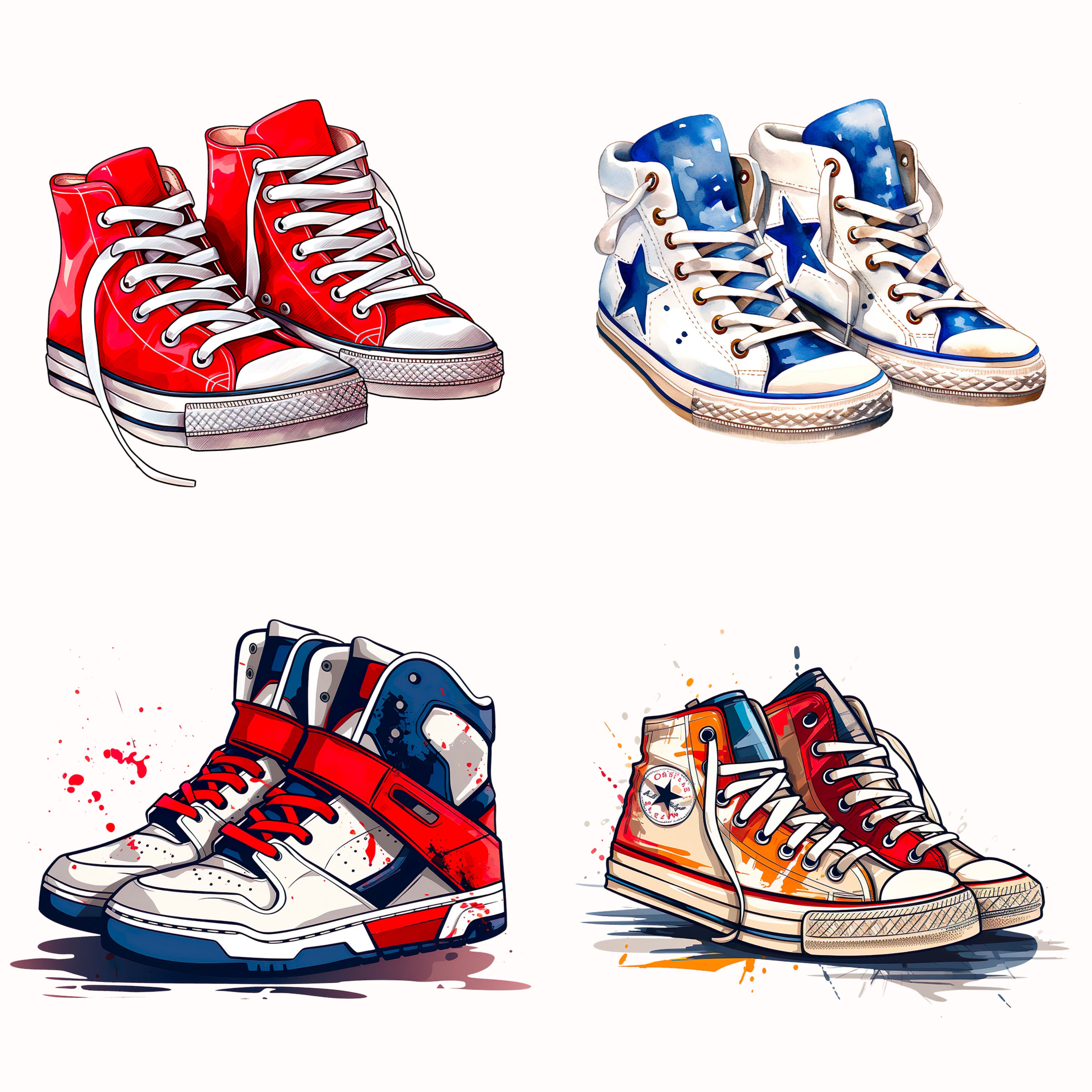 Colorful Sneakers Clip Art: Playful Shoe Graphics (PNG Digital Download ...