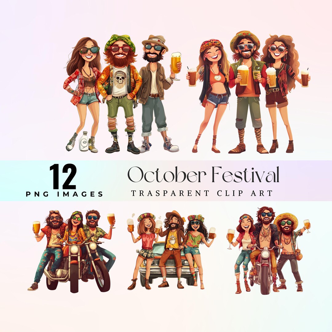 Cute October Festival Clip Art, Watercolor Funny Oktoberfest ...