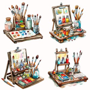 Cute Watercolor Color Palette Clip Art, Lovely Mini Craft Illustration ...