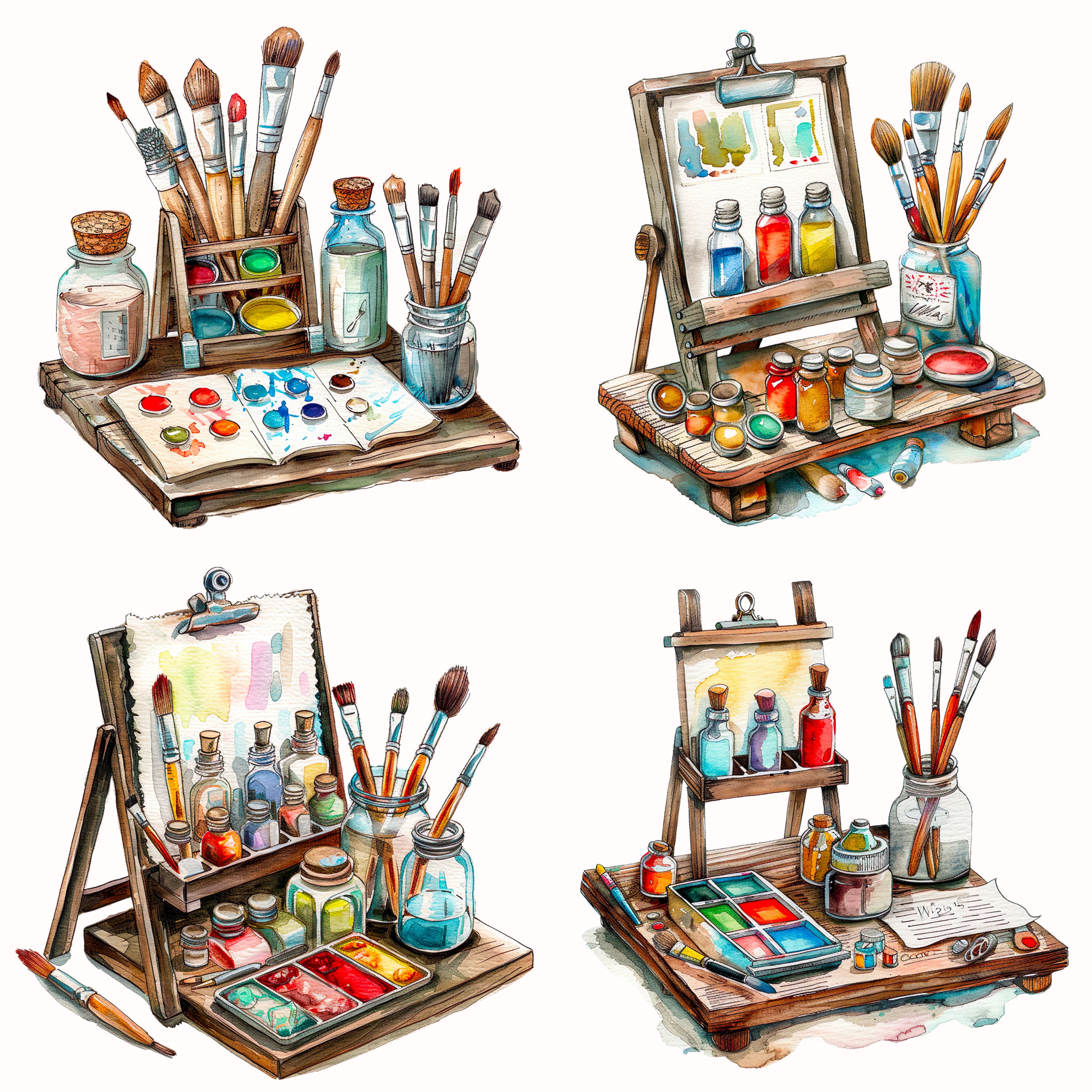 Cute Watercolor Color Palette Clip Art, Lovely Mini Craft Illustration ...