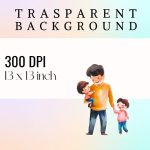 Cute Sweet Father Day Clip Art, Watercolor Lovely Daddy Cuteness ...