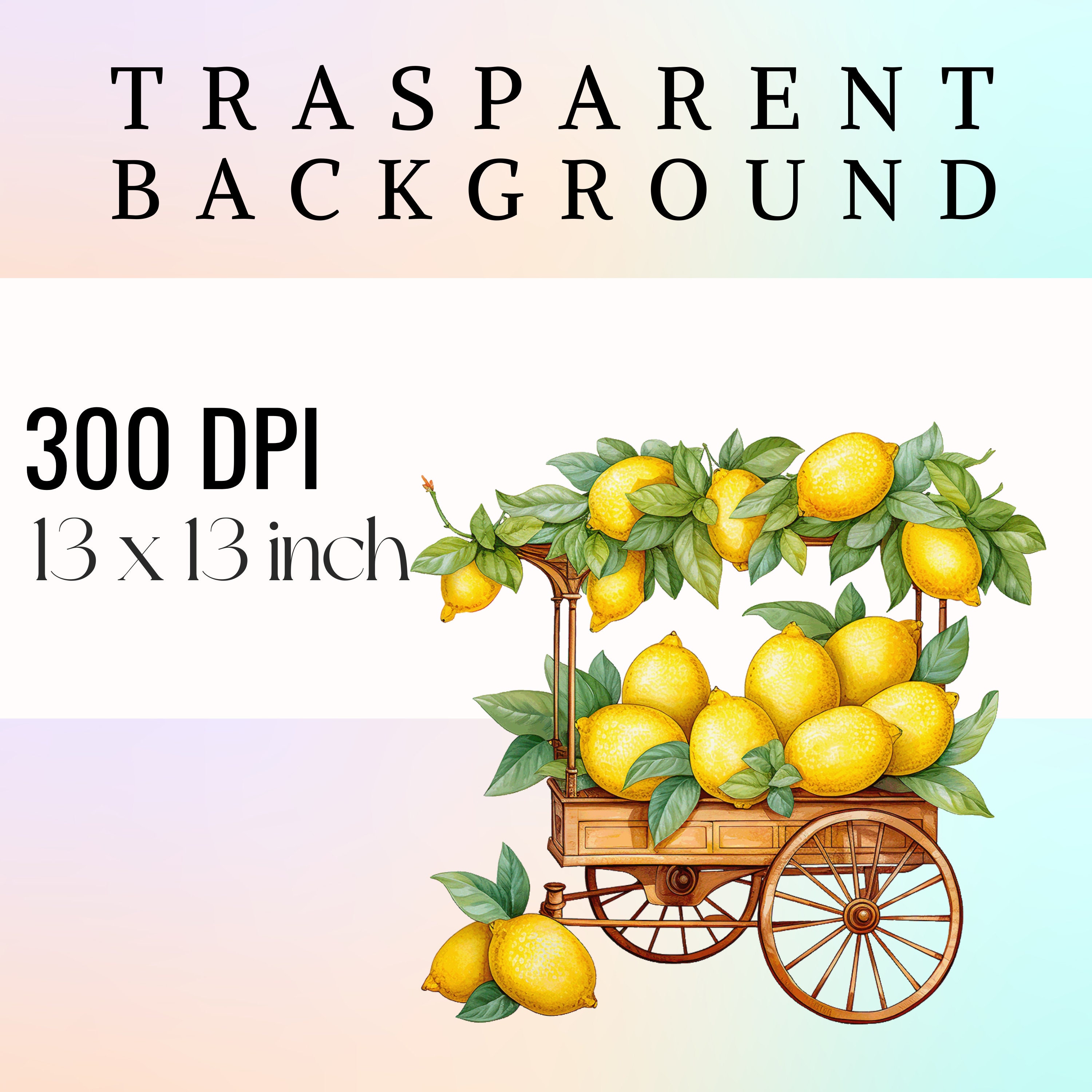 Lemon Cart Clip Art: Summer Citrus PNG Graphics (digital Download) - Etsy