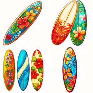 Watercolor Hawaiian Surfboards Clip Art: PNG Surfing Illustration ...