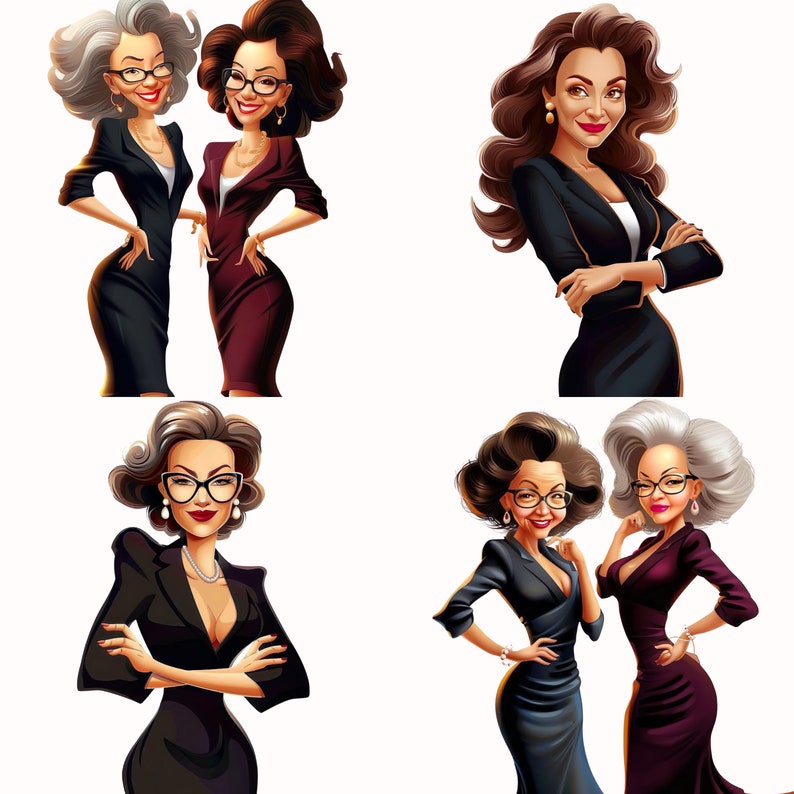 Cute Career Women Clip Art, Watercolor Adorable Business Lady in Suits ...