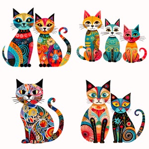 Nice Paper Cats Clip Art, Adorable Multicolored Kittens Image PNG, Cute ...