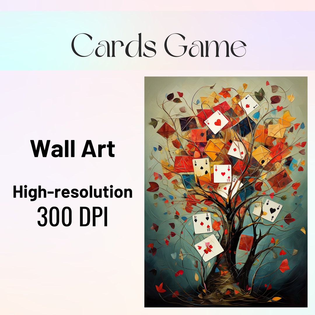 Witty Card Tree Wall Art, Funny Card Game Enthusiast Painting ...