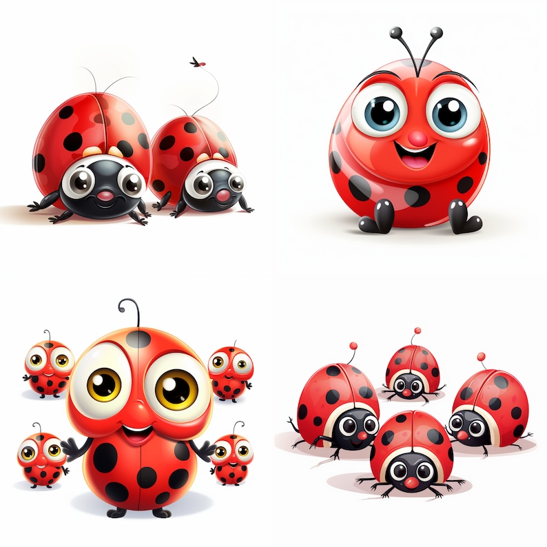 Cute Lucky Ladybug Clip Art, Watercolor Red Bug Illustration PNG, Funny ...