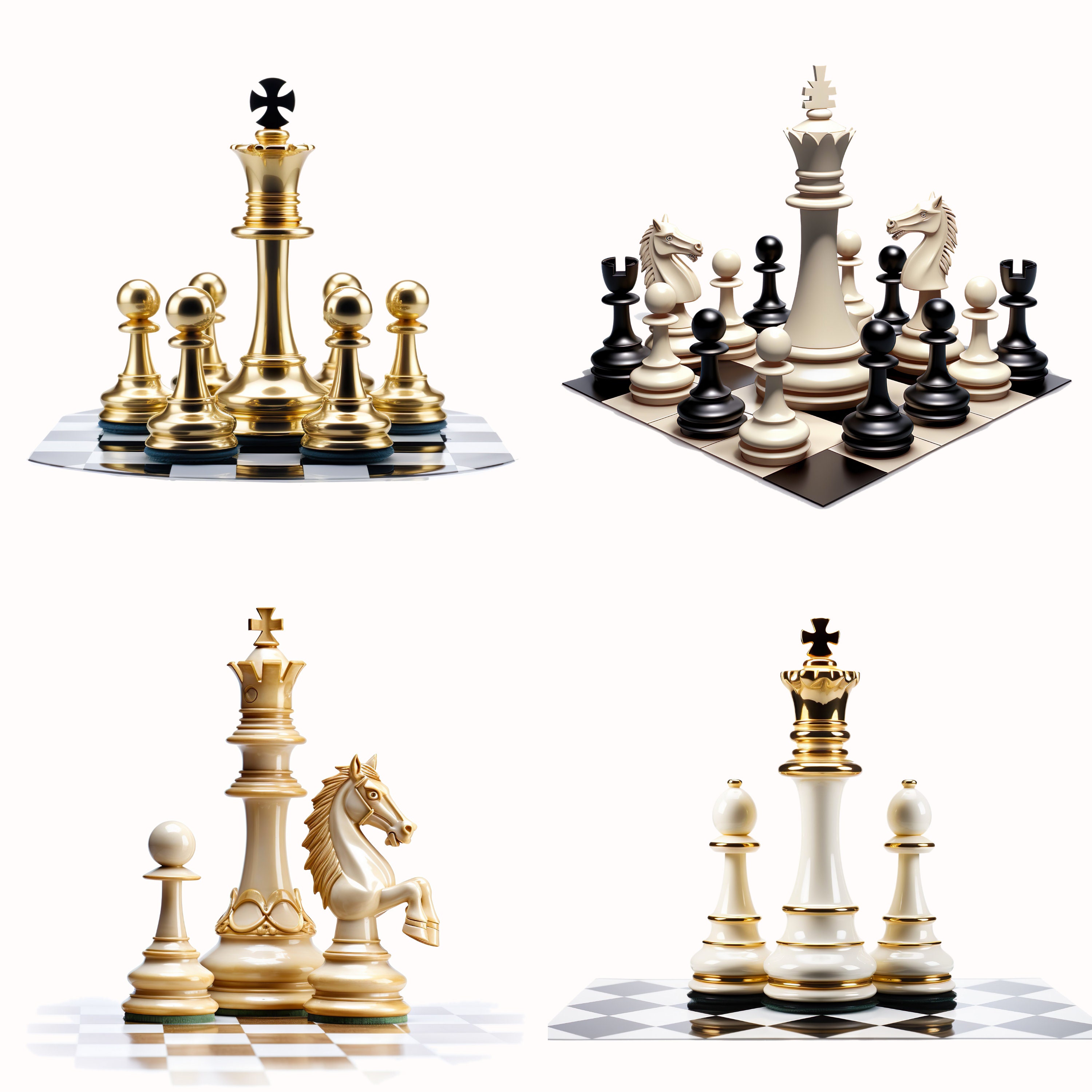Traditional Chess Game Clip Art, Watercolor White and Black Chess Pawns ...