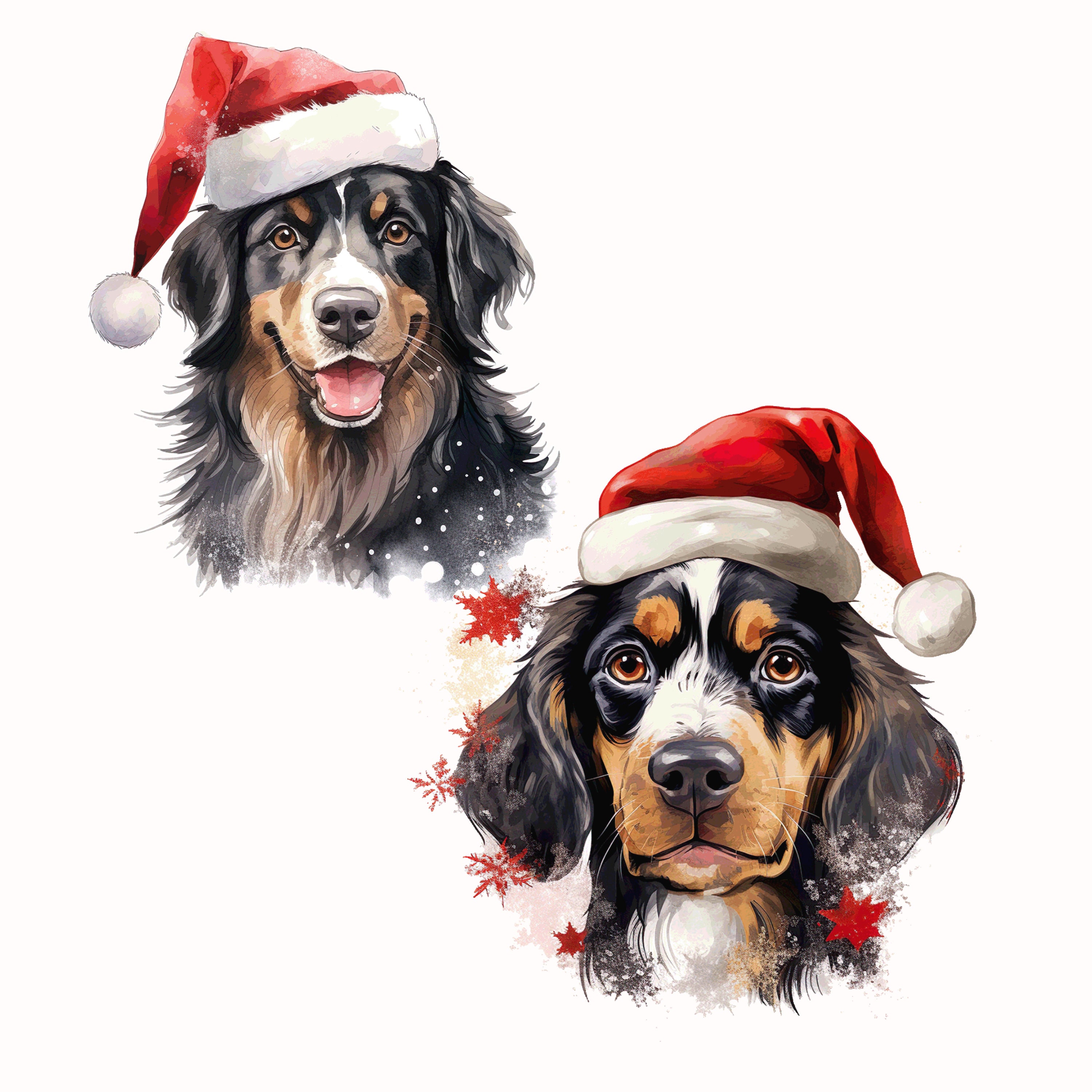 Christmas Dog Clip Art, Watercolor Christmas Pet Portrait PNG, Cute ...