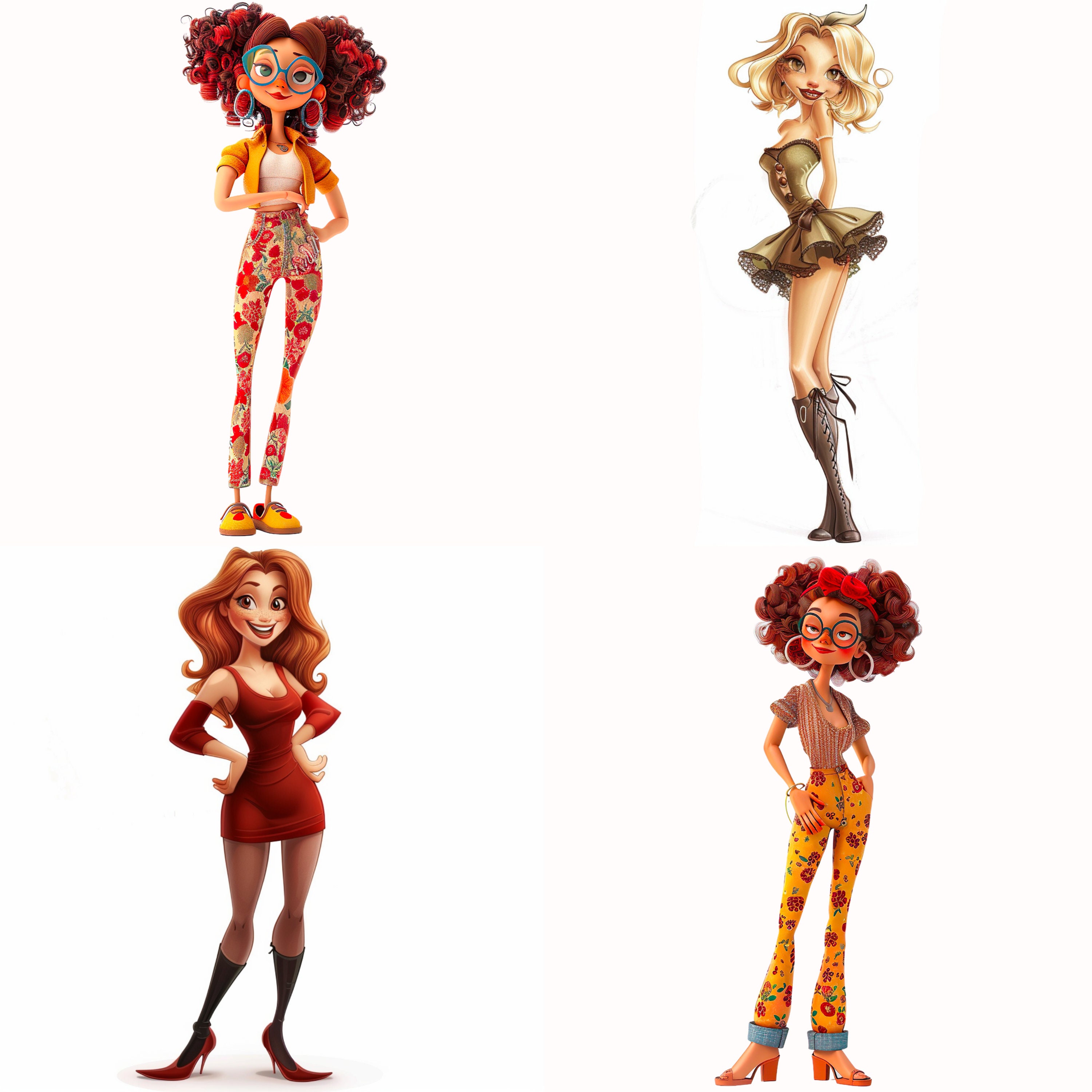 Whimsical Woman Clip Art: Watercolor Eccentric Lady PNG (digital ...