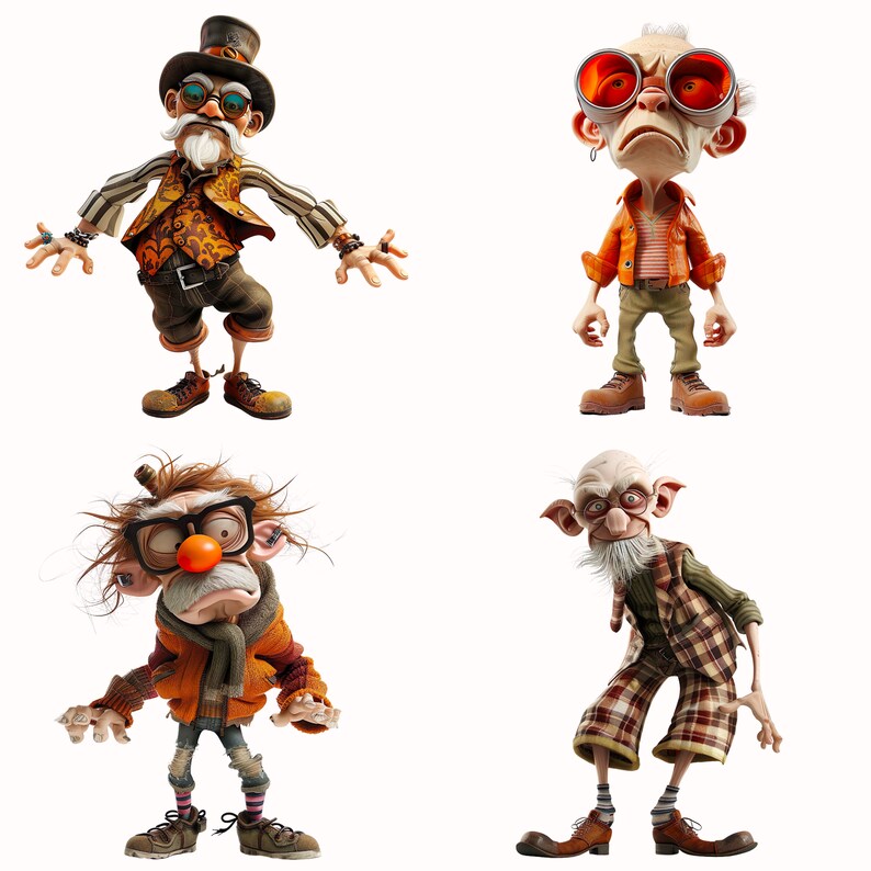 Crazy Characters Clip Art, Watercolor Eccentric Figures Illustration ...