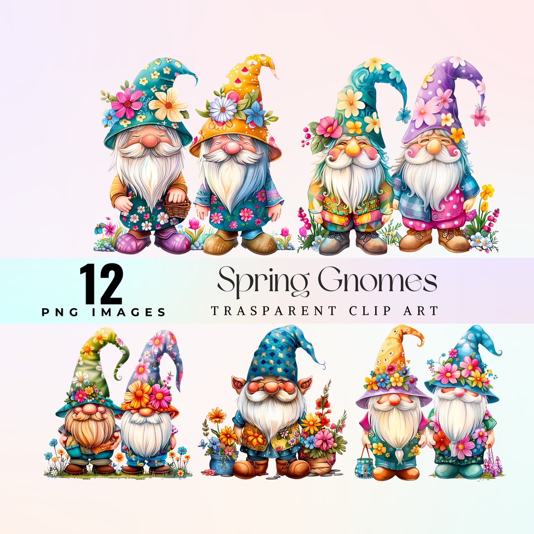 Cute Spring Gnomes Clip Art , Watercolor Adorable Sunny Gnome ...