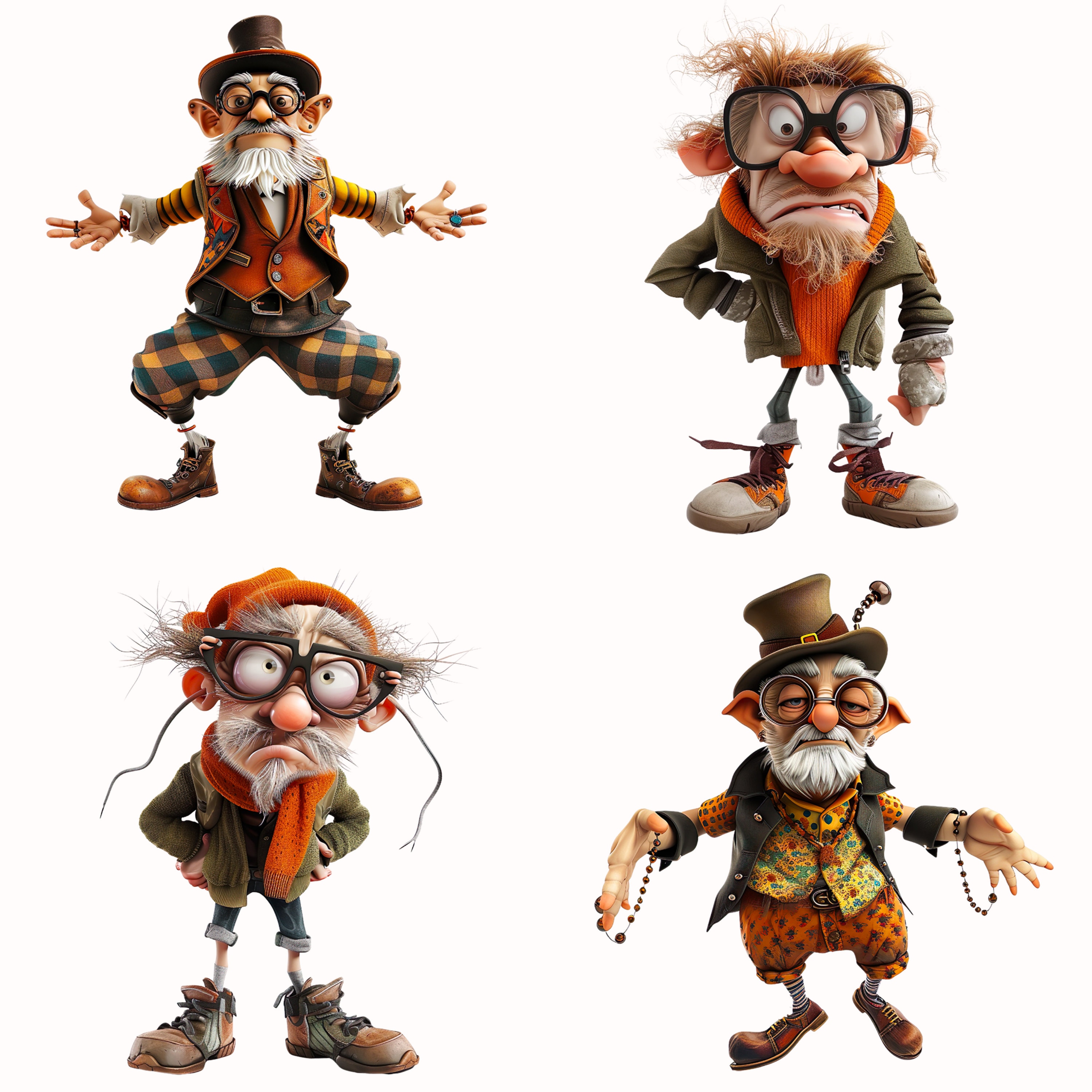 Crazy Characters Clip Art, Watercolor Eccentric Figures Illustration ...