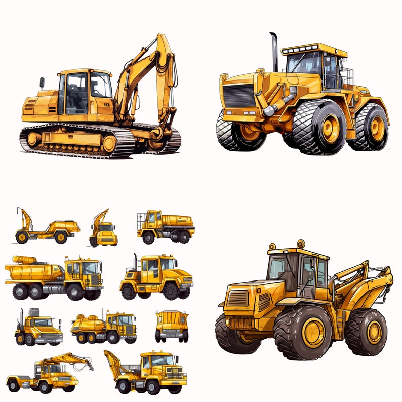 Construction Vehicles Clip Art, Watercolor Construct Truck Illustration ...