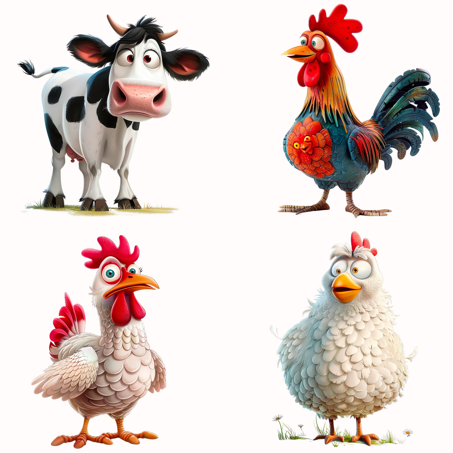 Funny Farm Animals Clip Art, Watercolor Adorable Barn Animal ...