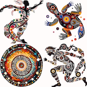 Cute Australian Aboriginal Art Clip Art, Watercolor Indigenous Charm ...