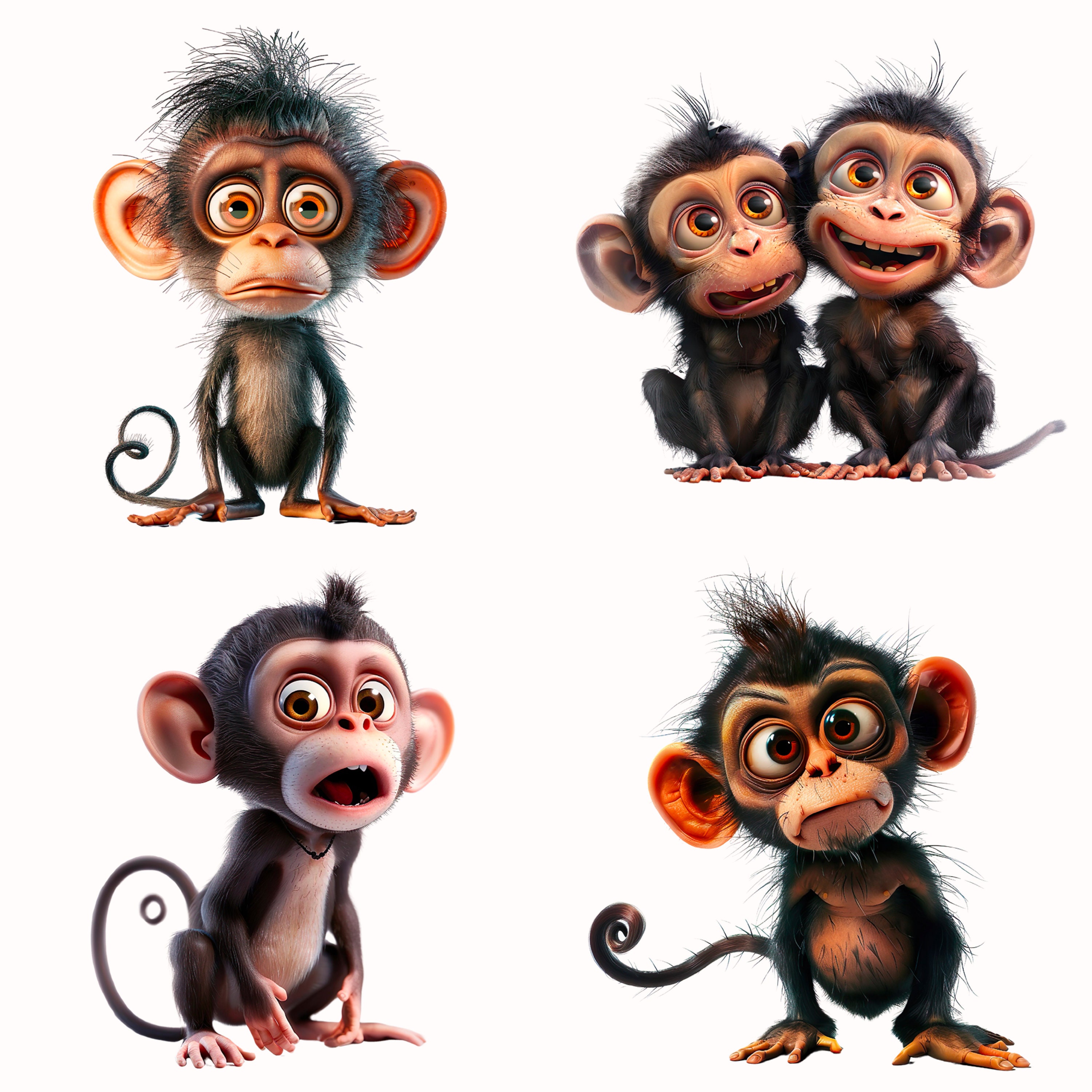 Funny Monkey Clip Art, Watercolor Bonkers Chimp Illustration PNG ...