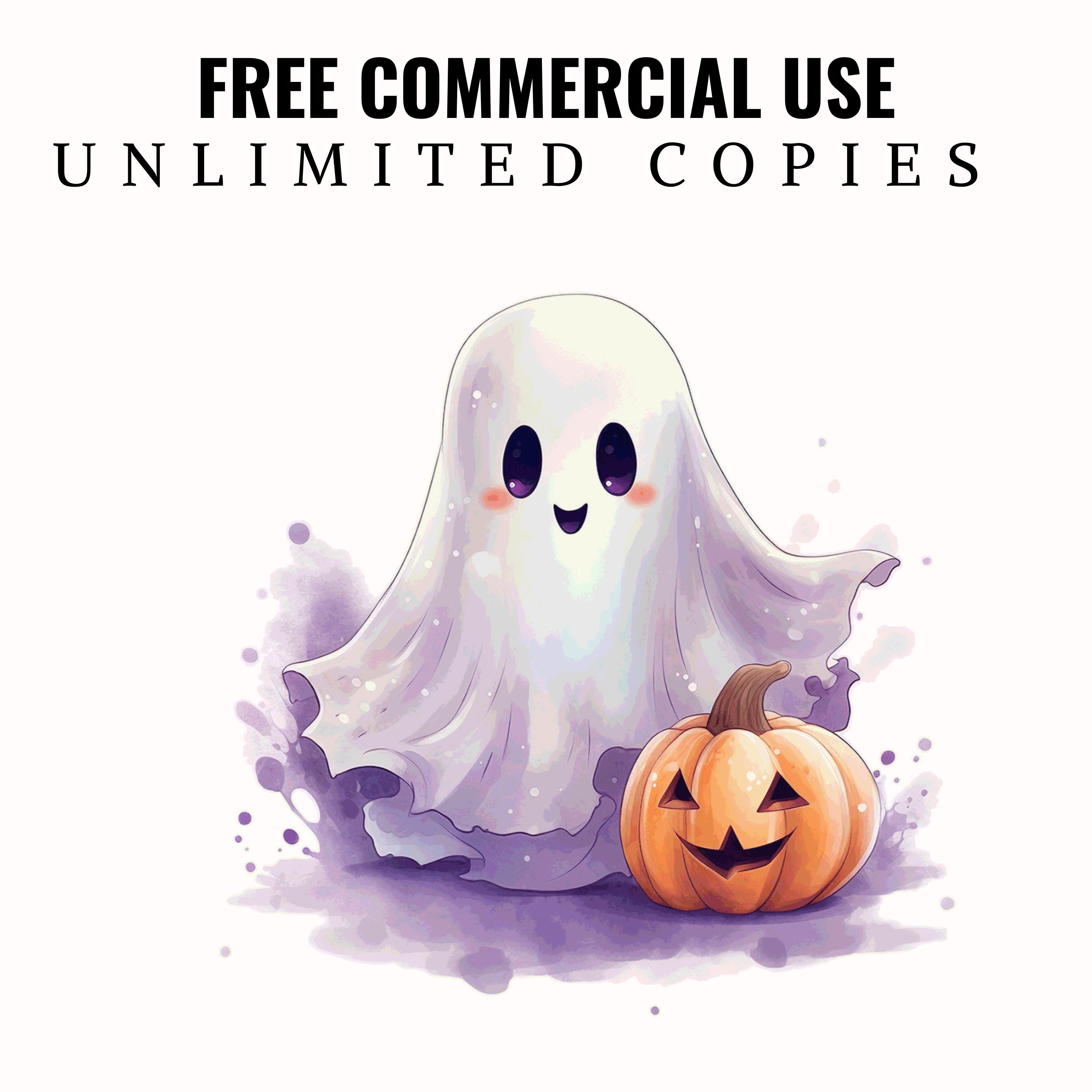 Whimsical Ghost Clip Art, Watercolor White Spirit Illustration PNG ...