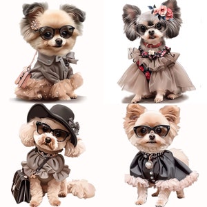 Adorable Fashion Dog Clip Art, Watercolor Sweet Female Pup Illustration ...