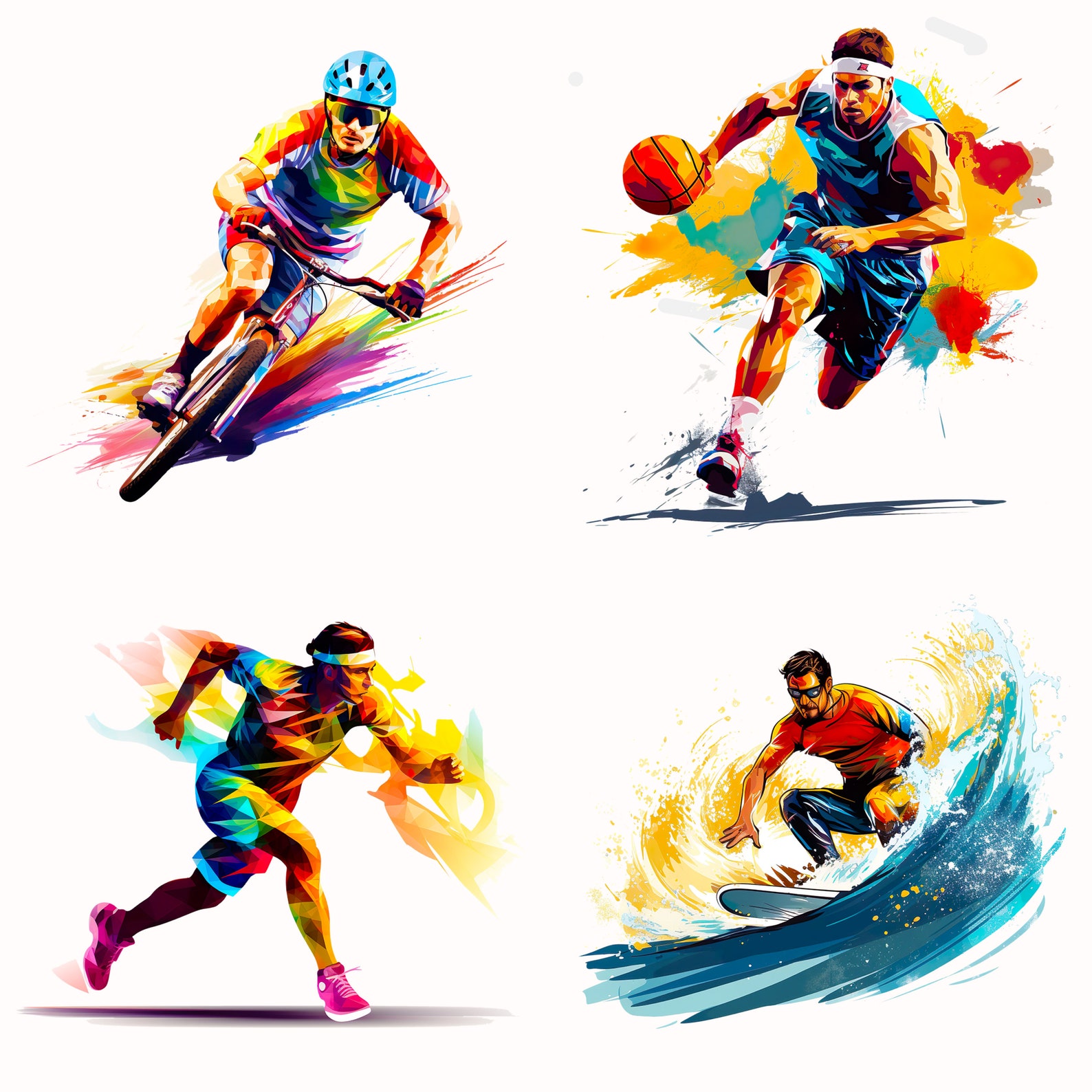 Watercolor Sport Icons Clip Art: Athletic Illustration PNG (300 DPI) - Etsy