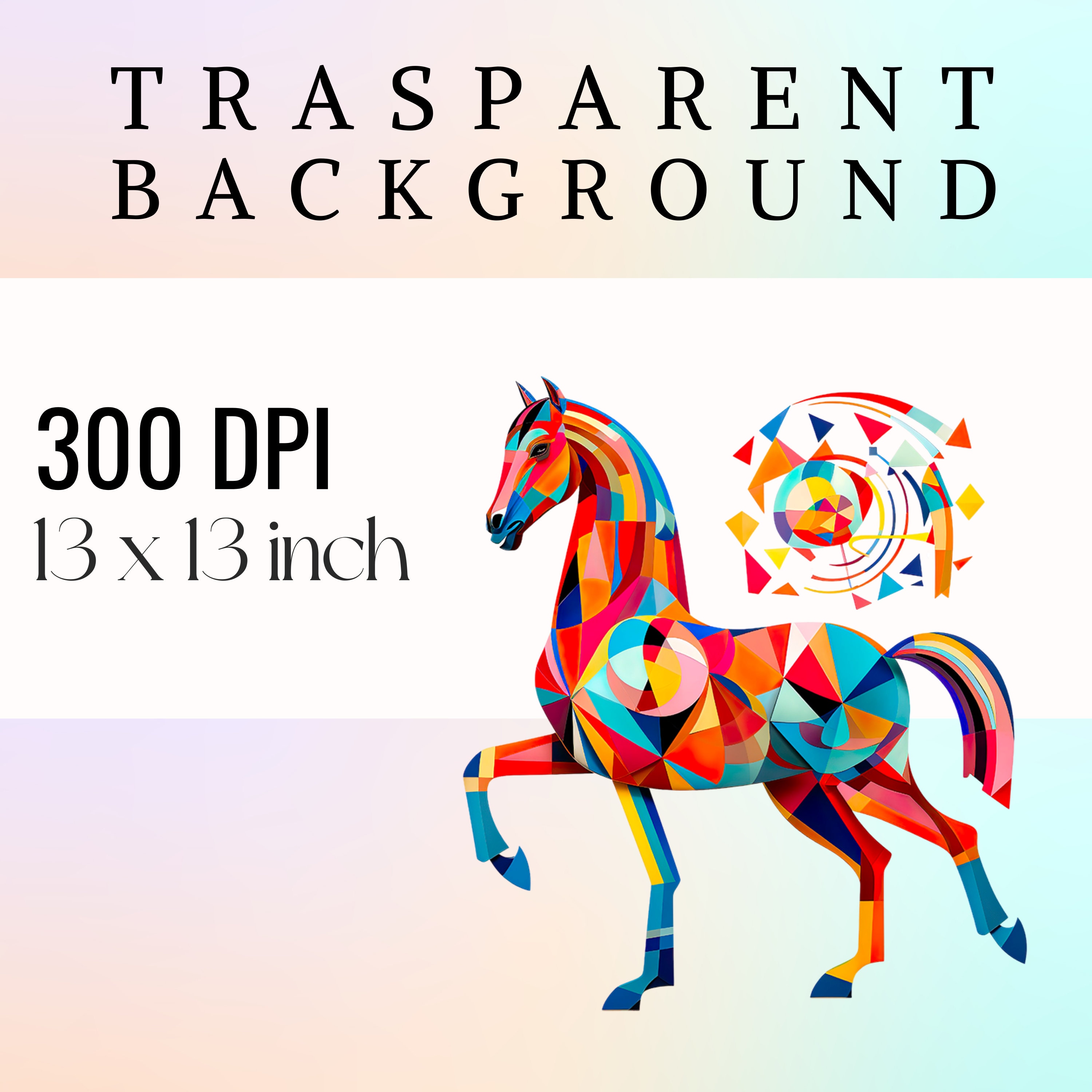 Stylized Horse Clip Art, Watercolor Cute Geometrical Horse Illustration ...