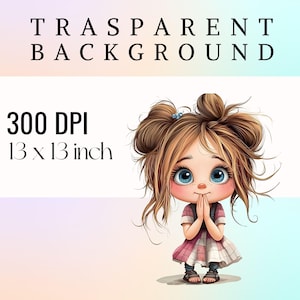 Cute Chibi Praying Girl Clip Art, Sweet Kawaii Doll Prayer Illustration ...