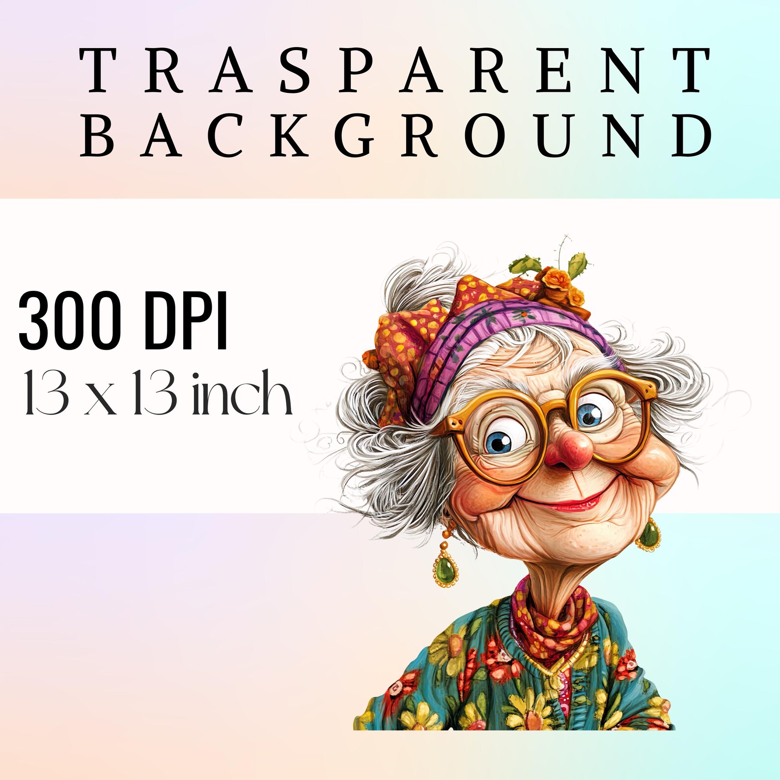 Whimsical Golden Oldies Clip Art, Watercolor Funny Grandma Illustration ...