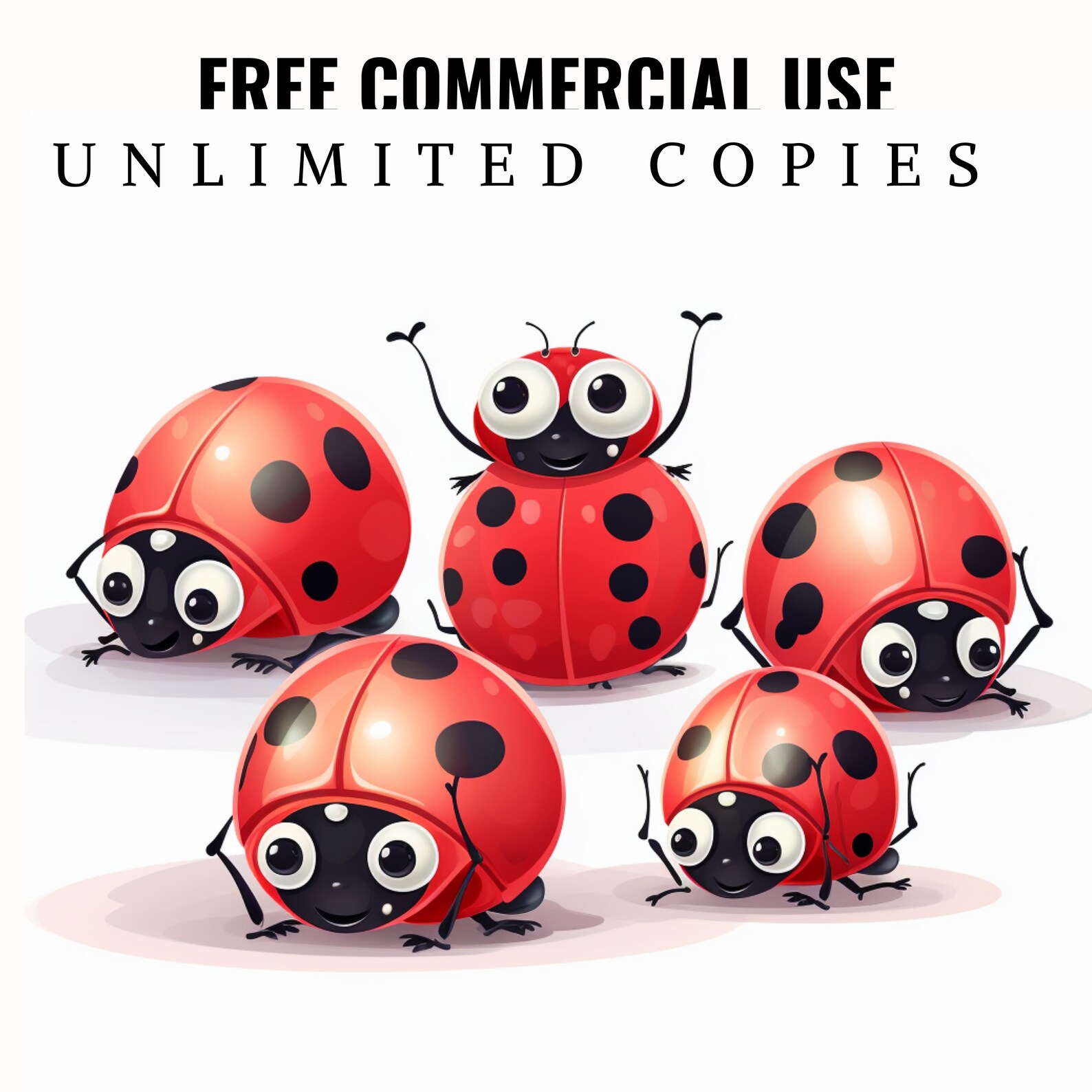 Cute Lucky Ladybug Clip Art, Watercolor Red Bug Illustration PNG, Funny ...