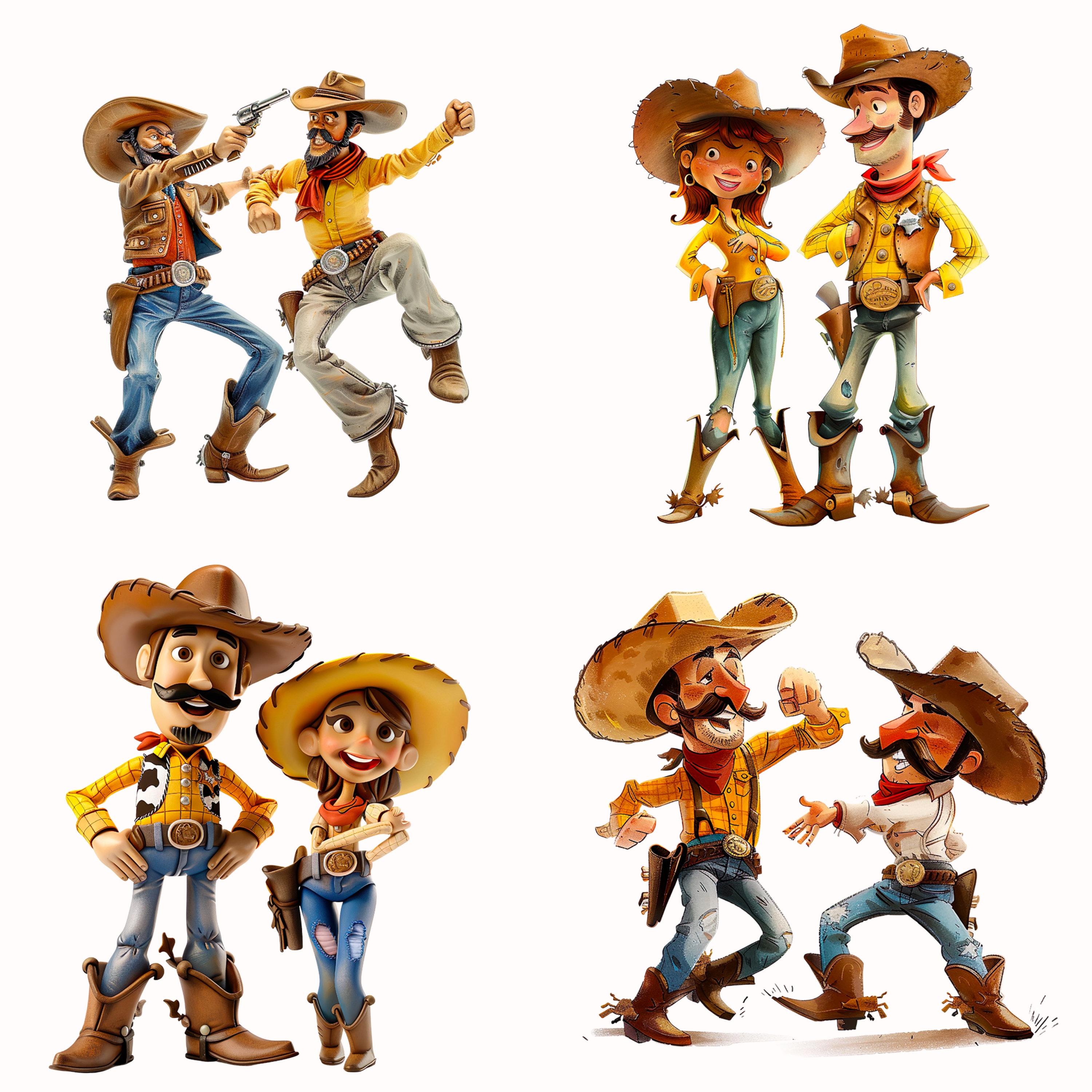 Funny Western Cowboy Clip Art, Watercolor Quirky Cowpoke Illustration ...