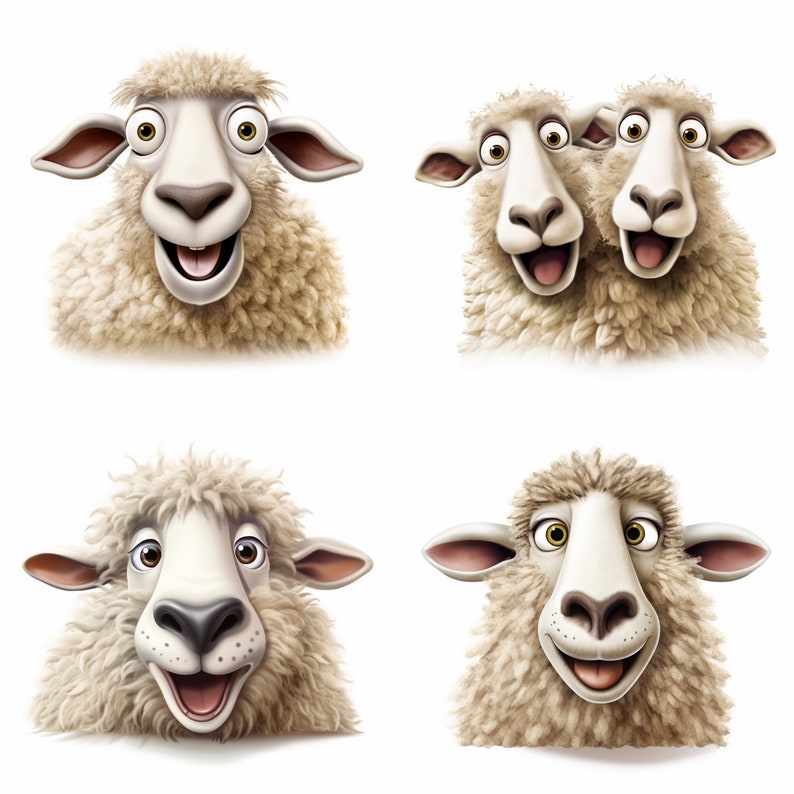 Funny Sheep Clip Art, Hilarious Ewe Illustration PNG, Comical Flock ...