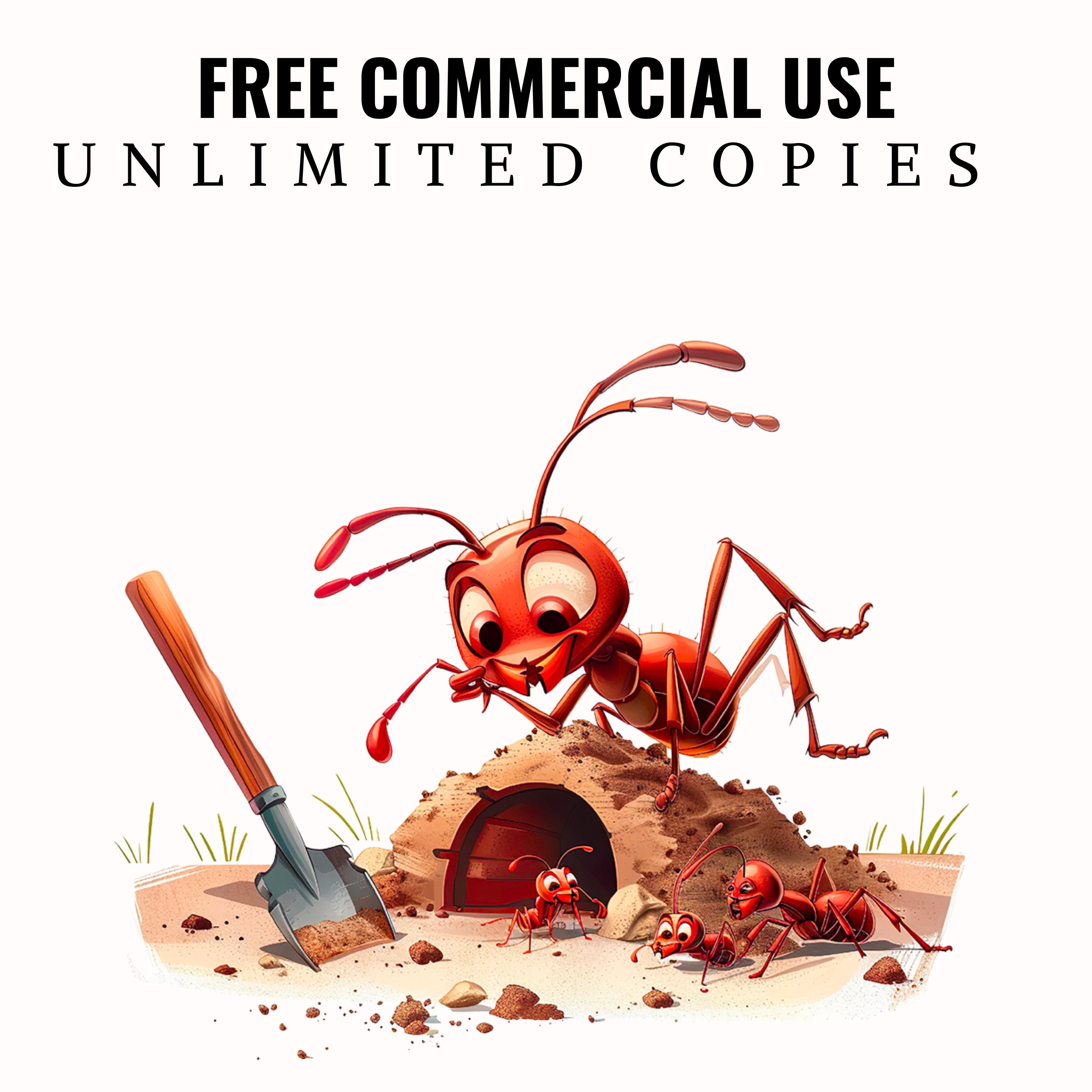 Funny Ants at Work Clip Art, Watercolor Comical Crawlers Illustration ...