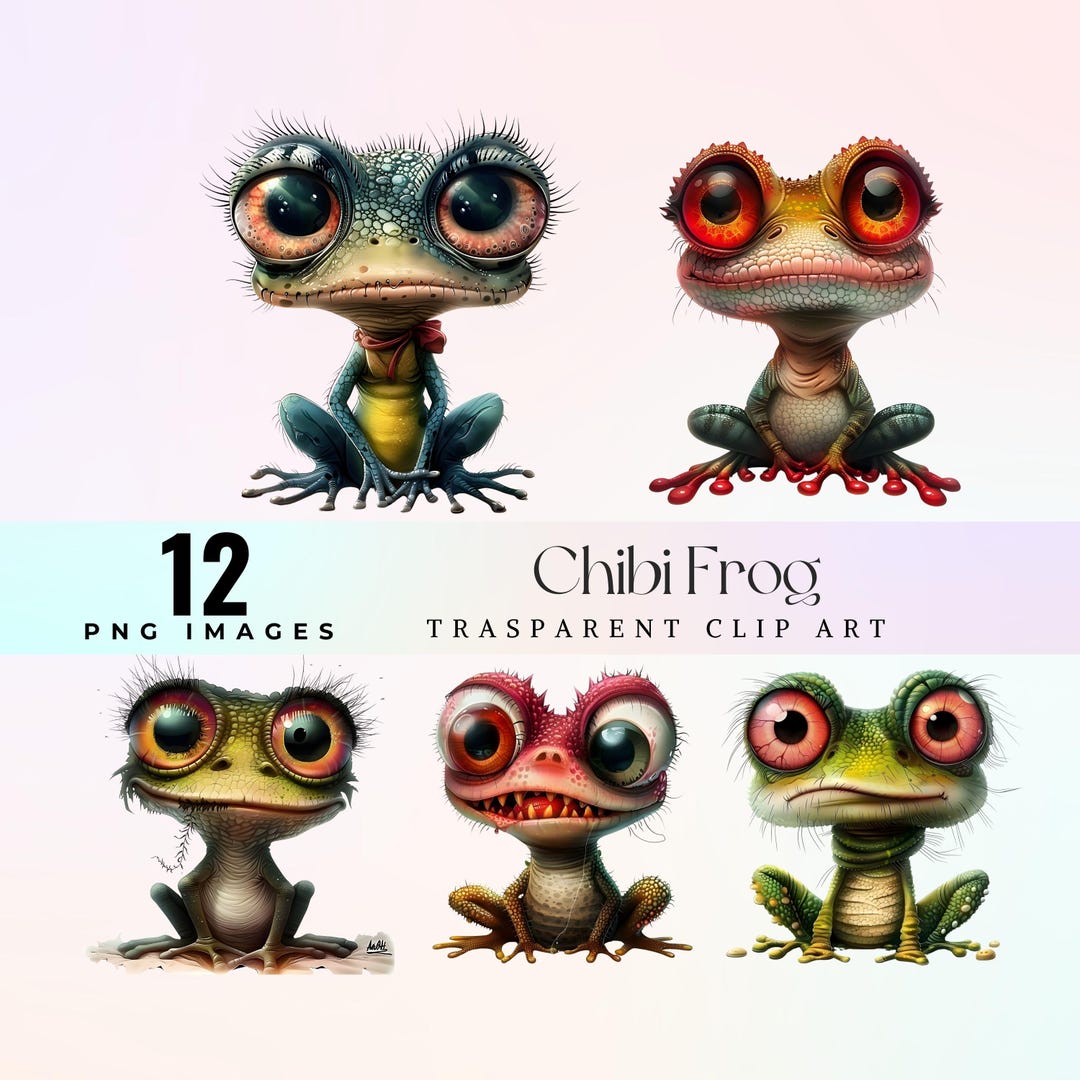 Cute Chibi Toad Clip Art, Cartoon Amphibian Clipart, Adorable Frog PNG ...