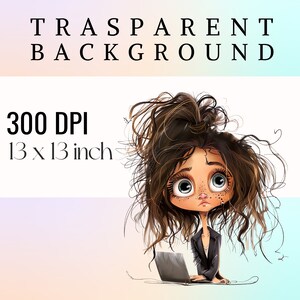 Frazzled Girl Clip Art: Watercolor Weary Woman PNG (digital Download ...