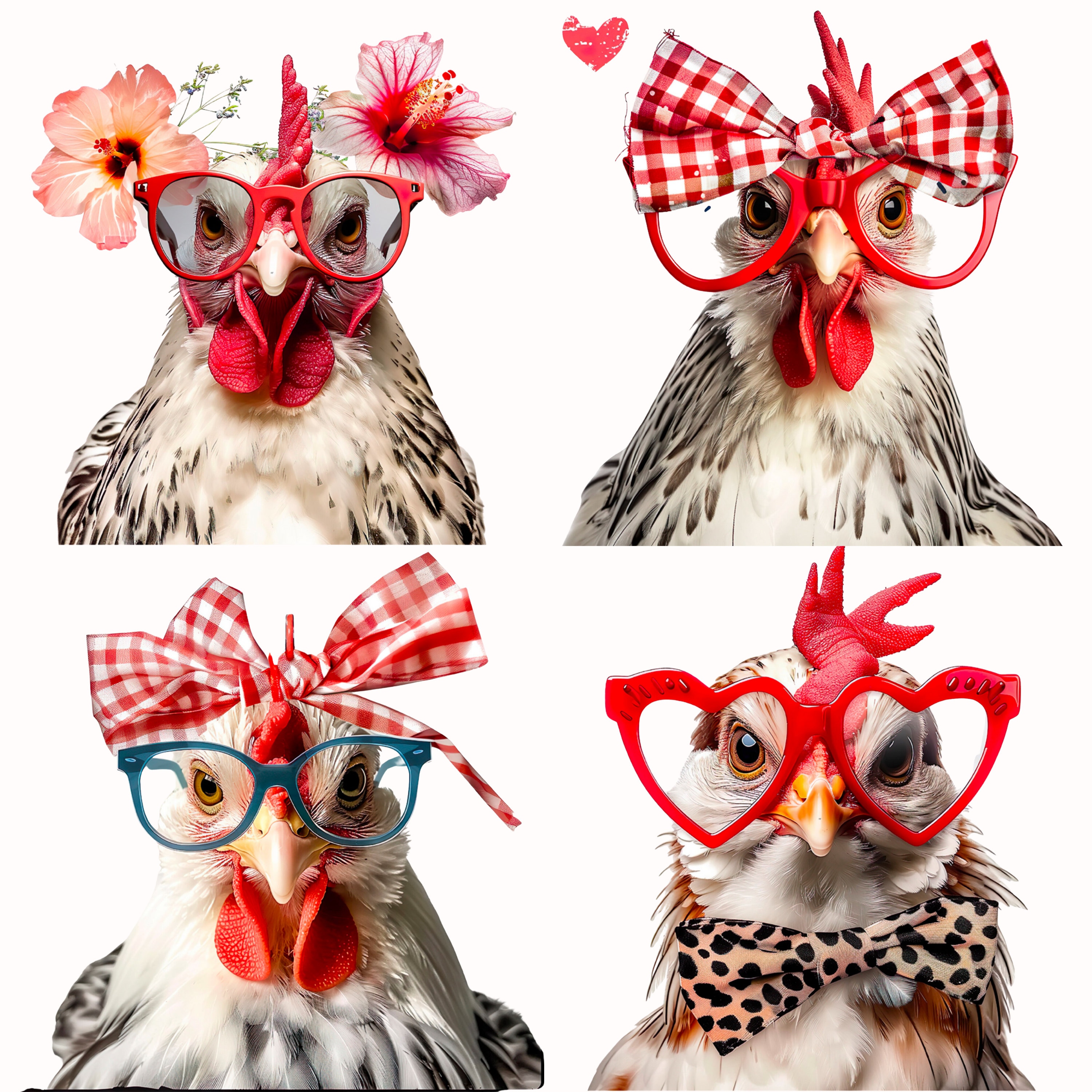Funny Chicken Portrait Clip Art: Watercolor Hen PNG (digital Download ...