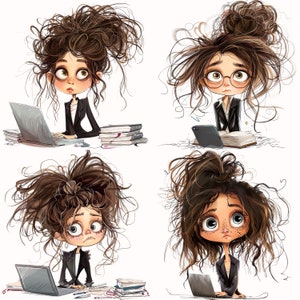 Frazzled Girl Clip Art: Watercolor Weary Woman PNG (digital Download ...