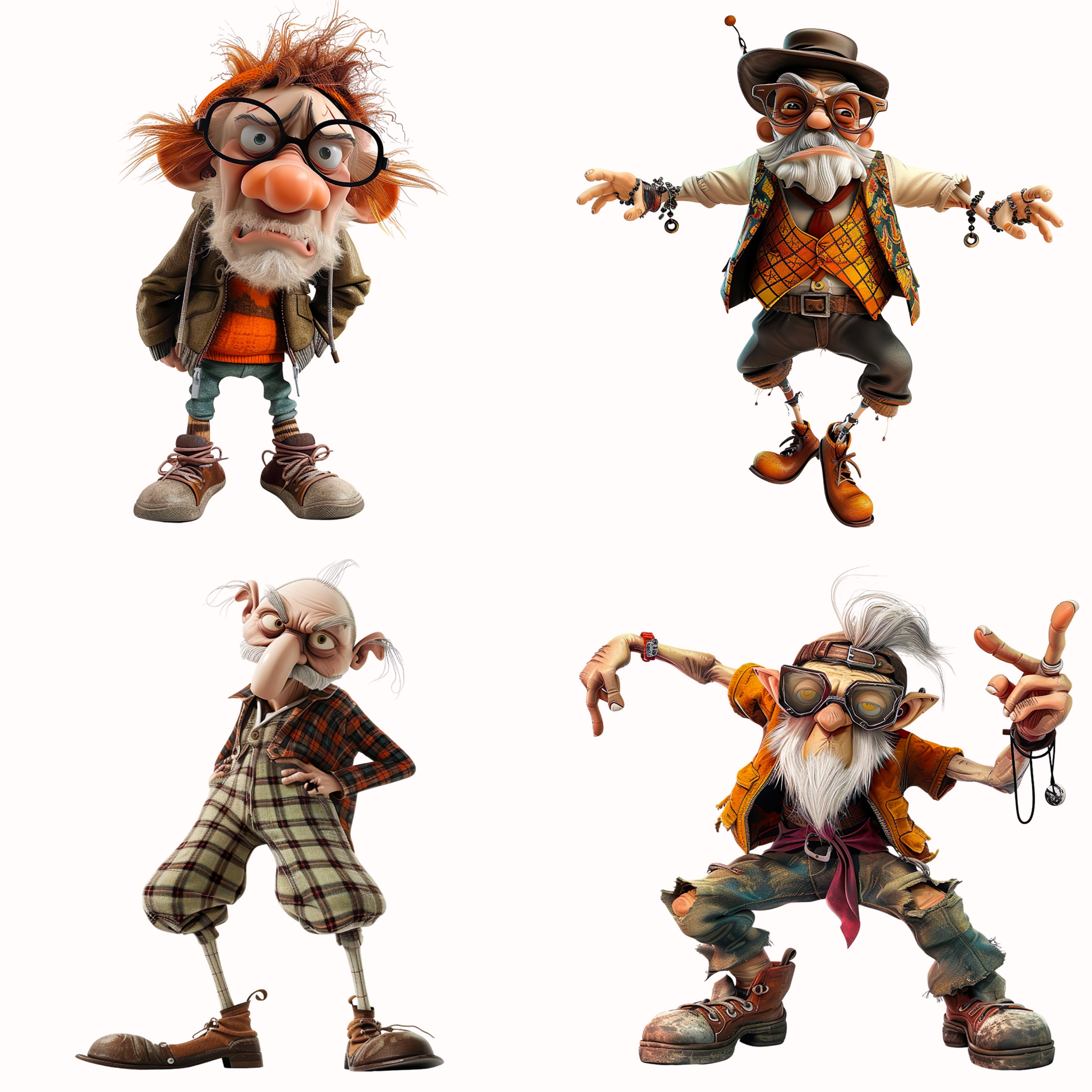 Crazy Characters Clip Art, Watercolor Eccentric Figures Illustration ...