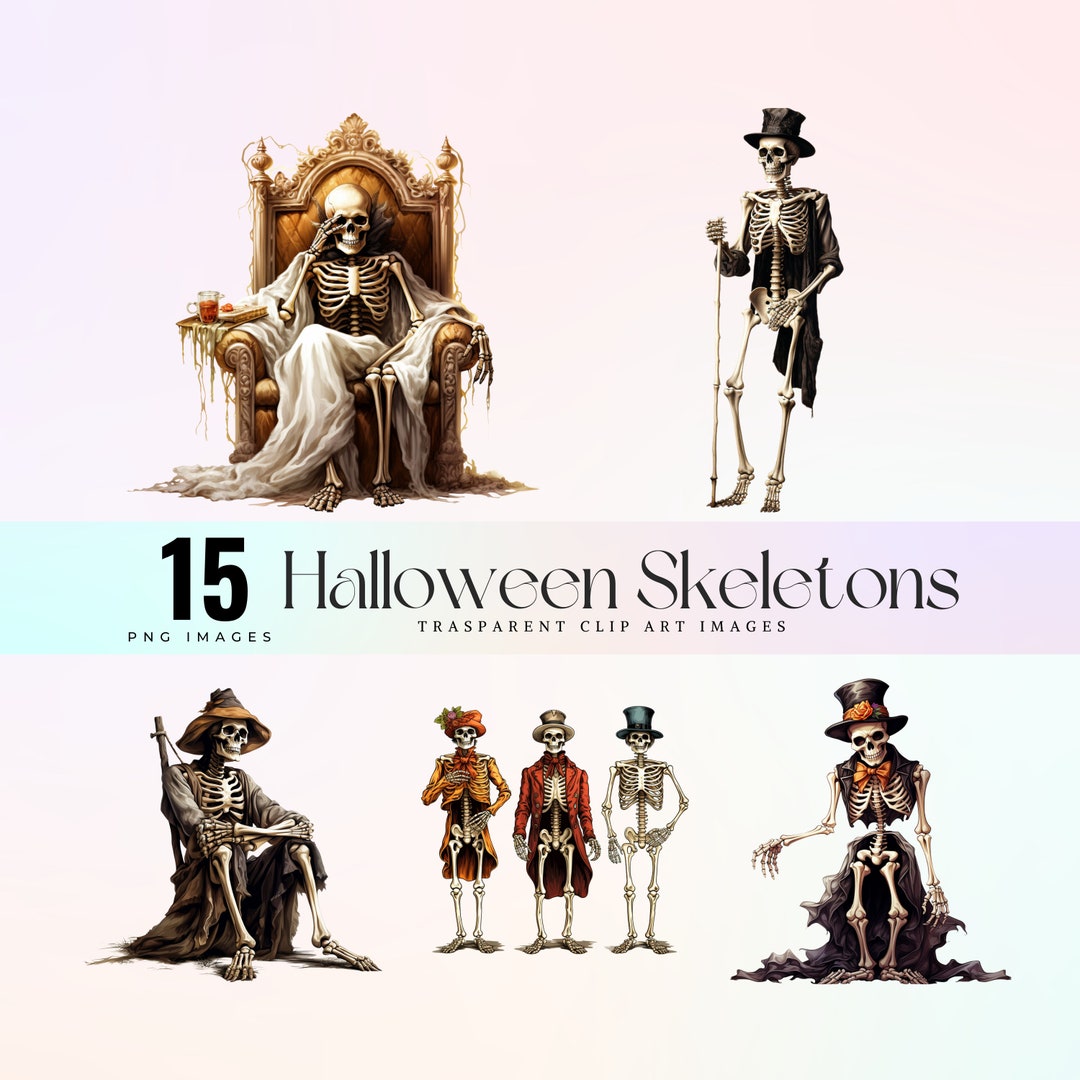 Funny Watercolor Skeletons Clip Art, Cheeky Bones PNG (digital Download ...