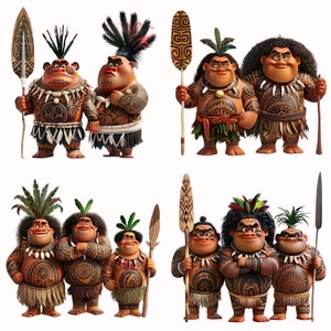 Legendary Maori Clip Art, Watercolor Joyful Tattooed Warriors ...