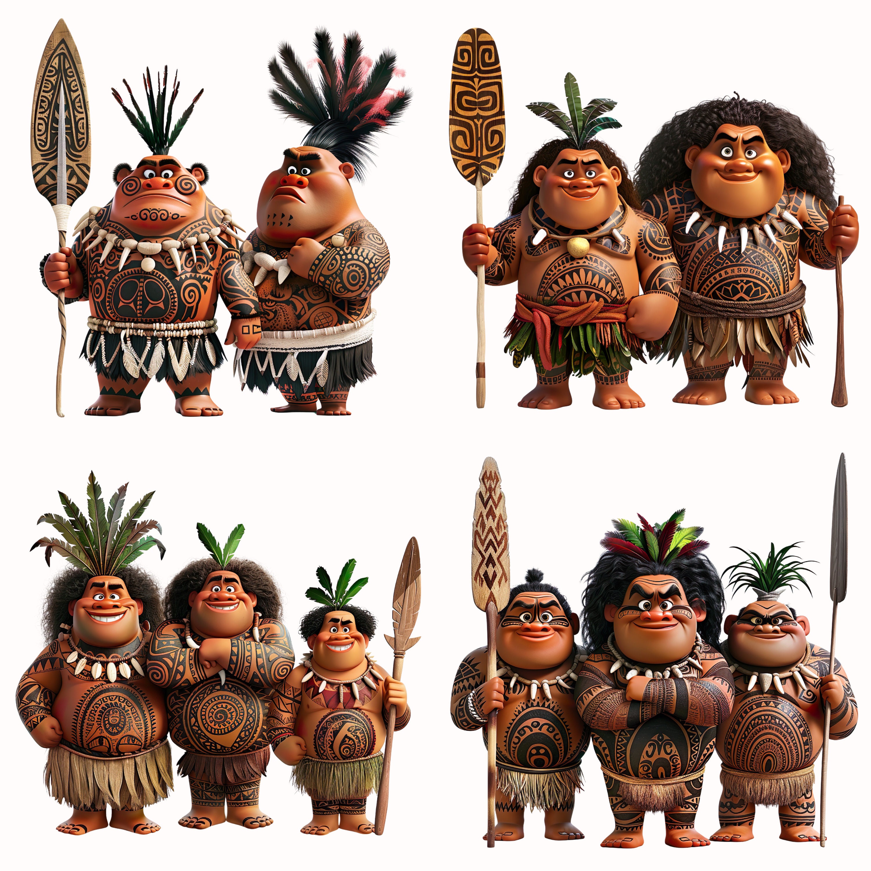 Legendary Maori Clip Art, Watercolor Joyful Tattooed Warriors ...