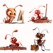 Funny Ants at Work Clip Art, Watercolor Comical Crawlers Illustration ...