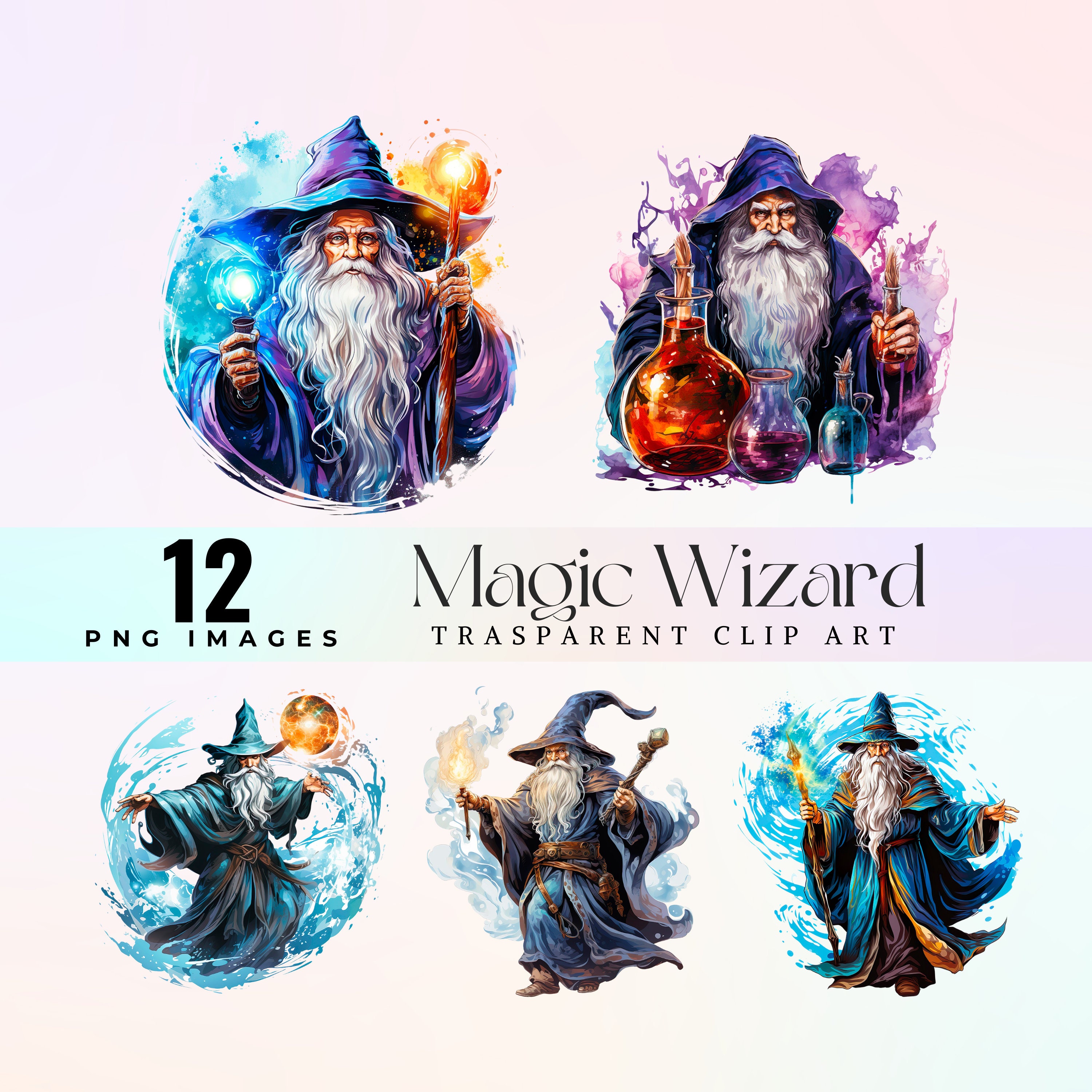 Magic Wizard PNG Clip Art, Funny Sorcerer Illustration PNG, Fantastic ...