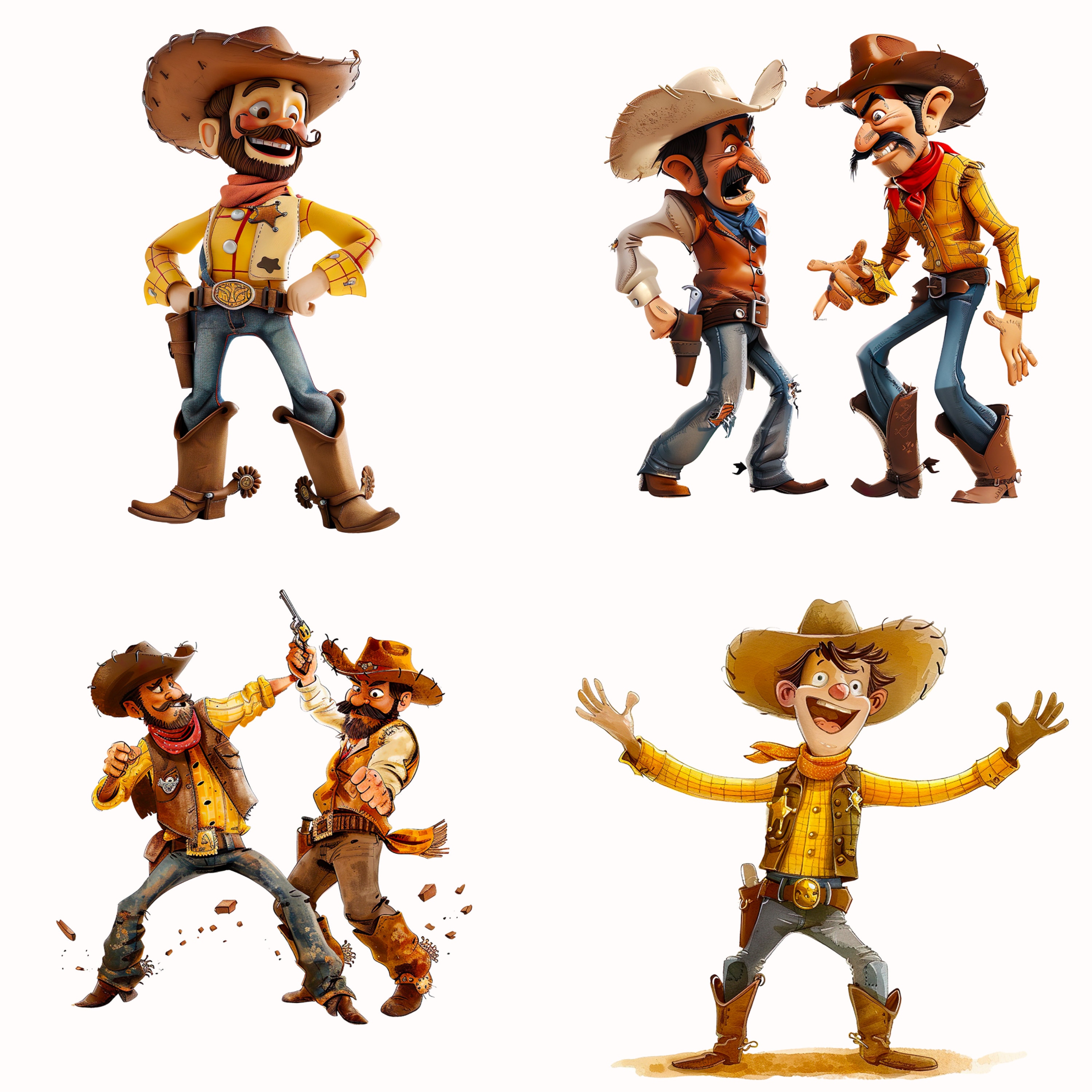 Funny Western Cowboy Clip Art, Watercolor Quirky Cowpoke Illustration ...