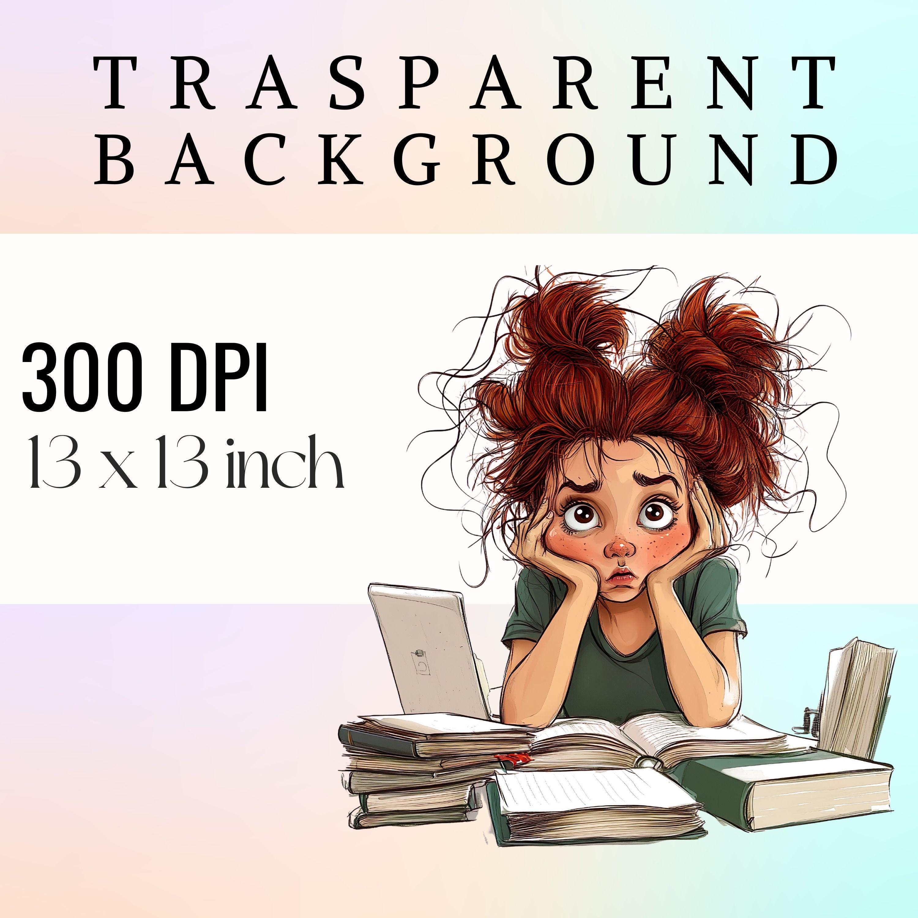 Funny Frazzled Girl Watercolor Clipart: Weary Woman PNG (digital ...