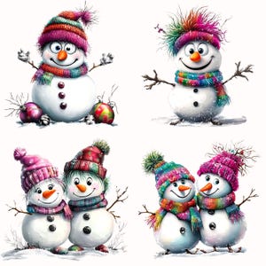 Quirky Christmas Snowman Clip Art: Cheerful PNG Graphics (digital ...