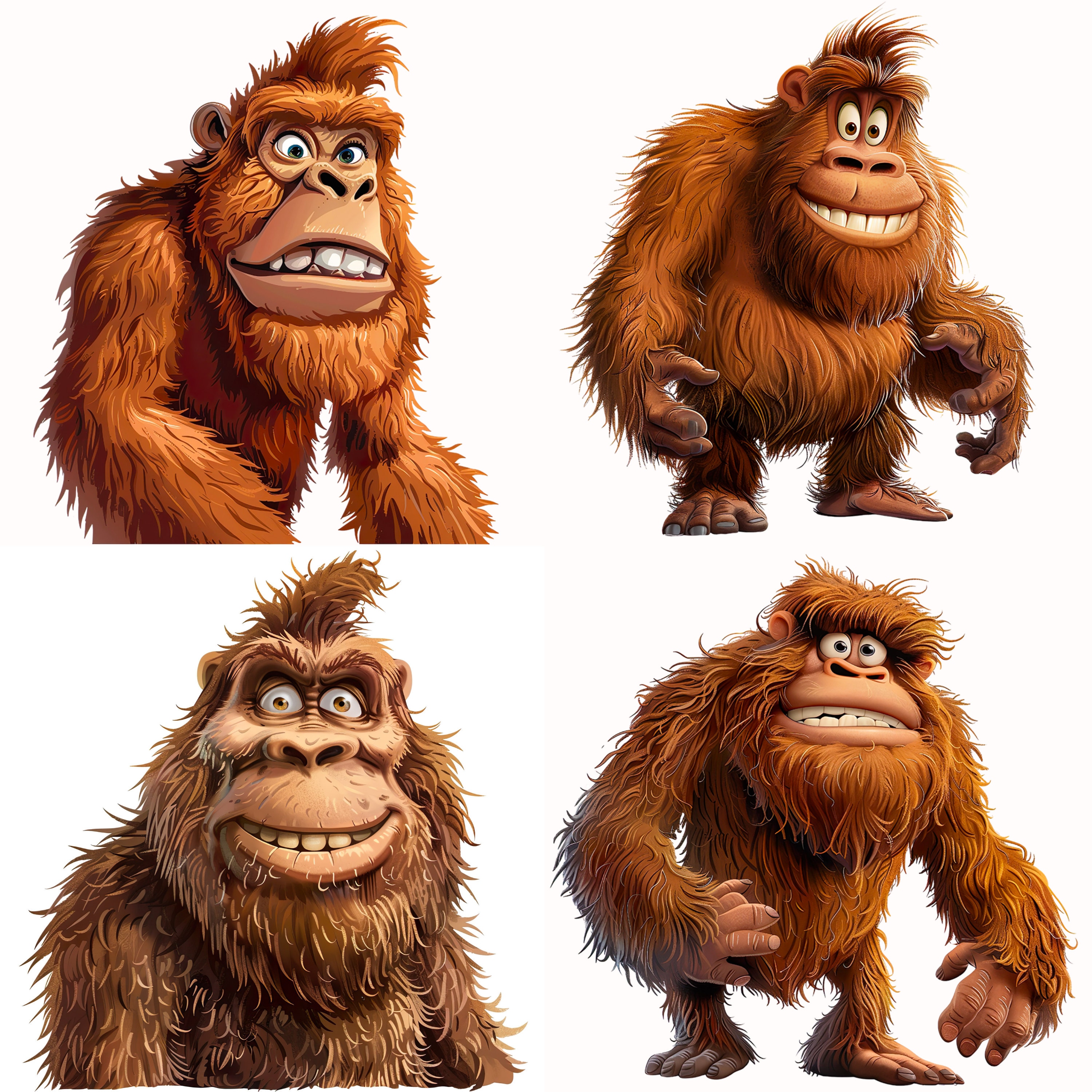 Funny Bigfoot Clip Art, Quirky Brown Sasquatch Joke Illustration PNG ...