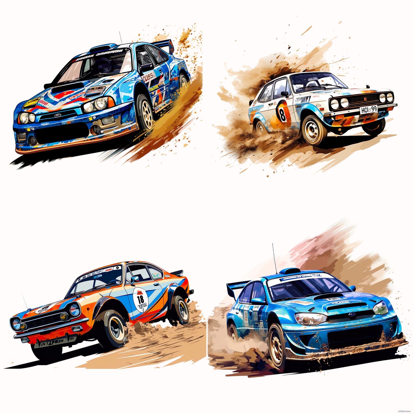 Rally Car Clipart: Race Vehicle PNG Graphics (digital Download) - Etsy