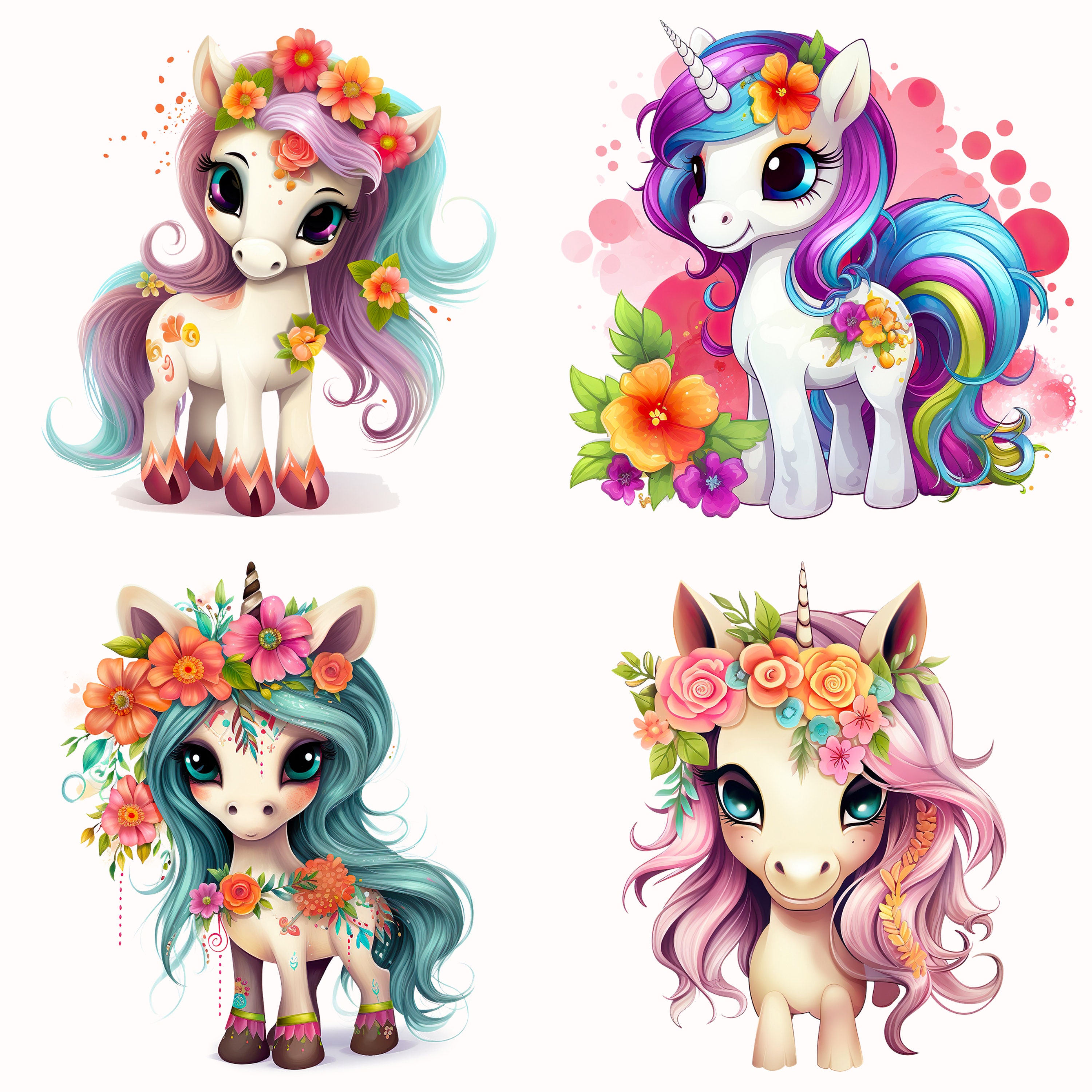 Cute Unicorn Clip Art, Watercolor Magical Horn Illustration PNG, Sweet ...