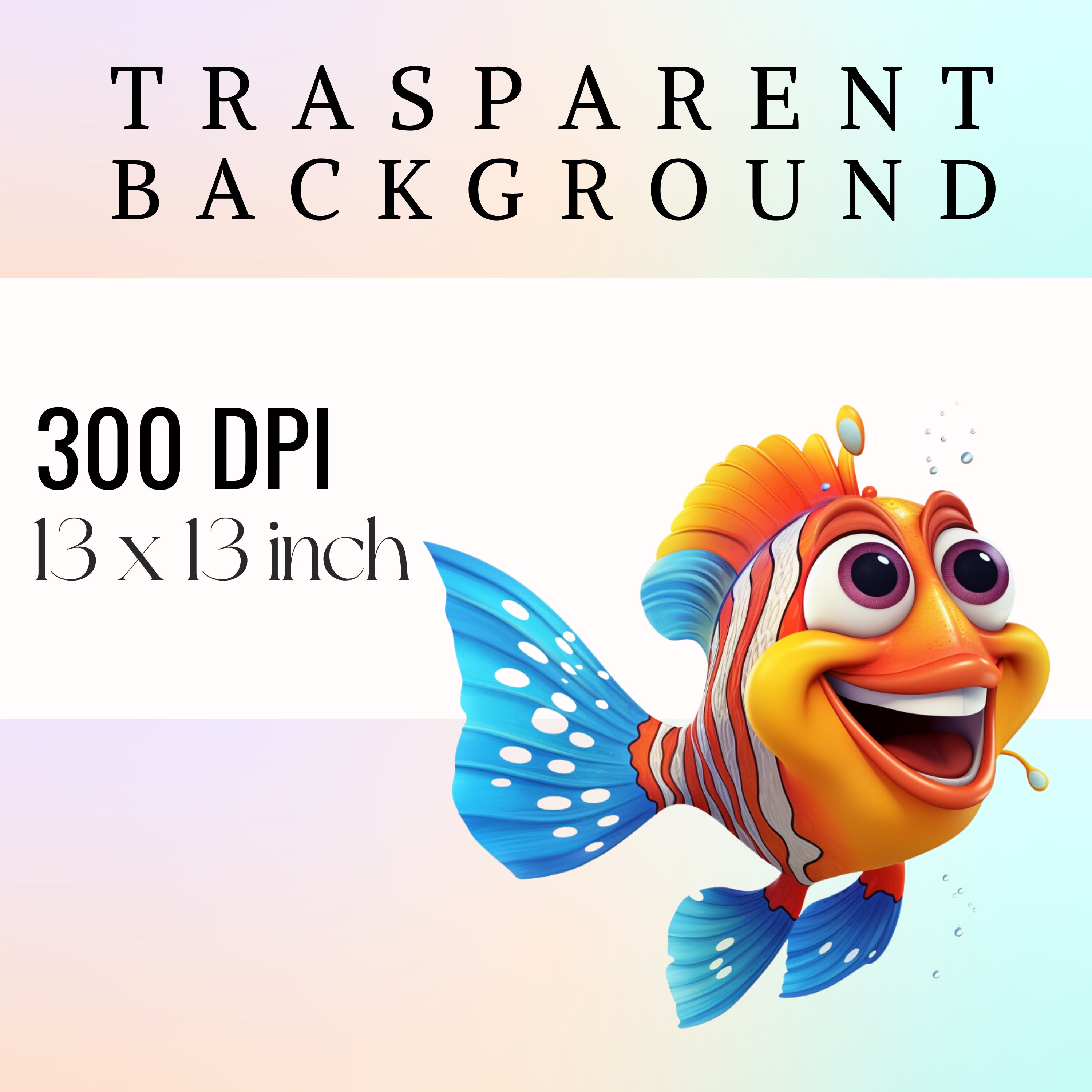 Happy Fish Clip Art, Watercolor Aquatic Cartoon Image PNG, Funny Fishes ...