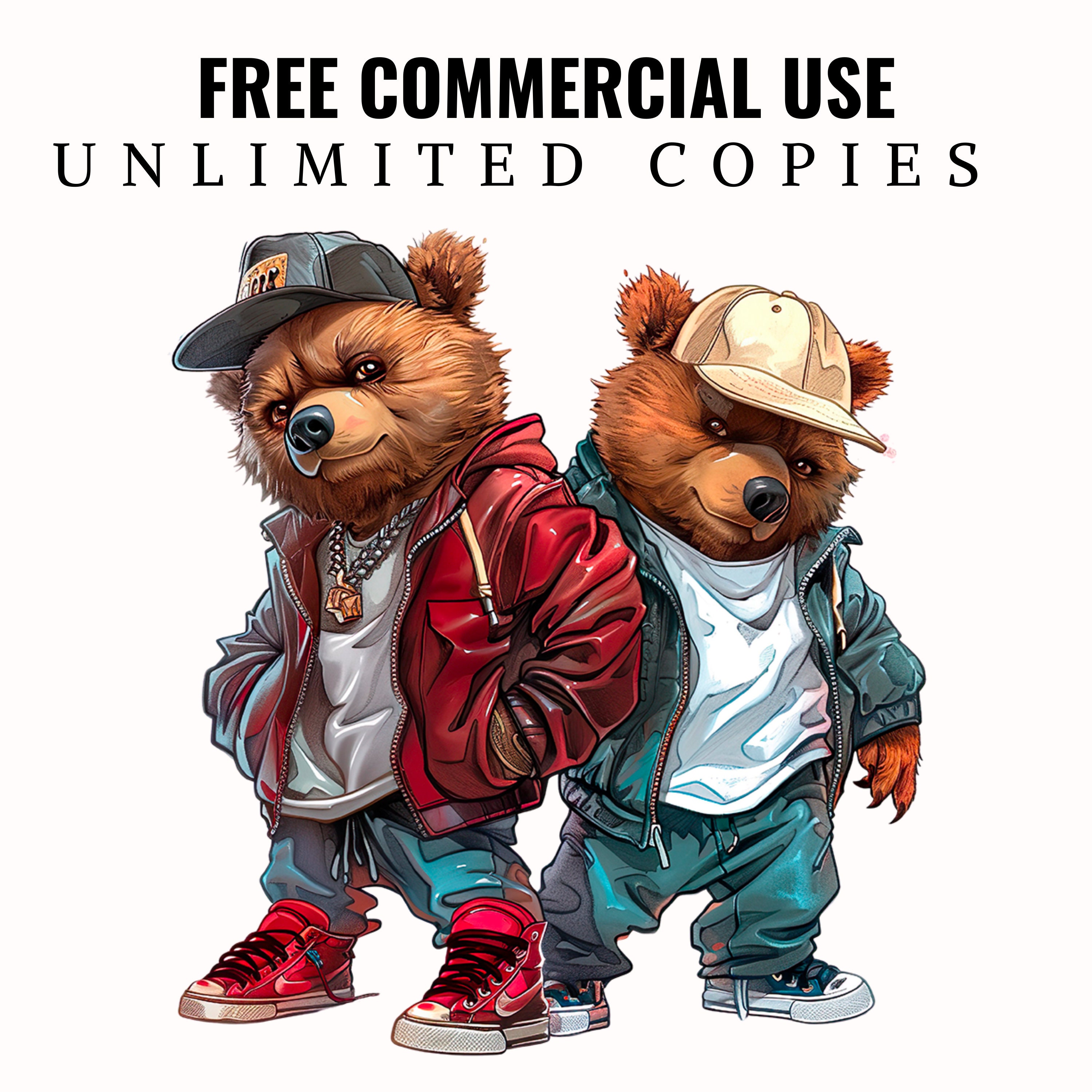 Funny Hip Hop Bear Clip Art, Watercolor Whimsical Urban Teddy ...