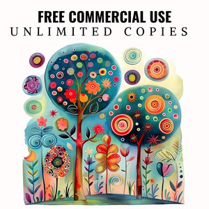 Whimsical Trees Clip Art, Watercolor Enchanted Forest Illustration PNG ...